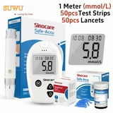 SUWU Blood Glucose Monitor Kit, 100 Glucometer Strips, 100 Lancets, 1 ...