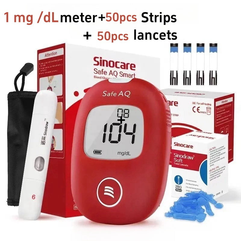 SUWU Blood Glucose Monitor Kit, 50 Glucometer Strips, 50 Lancets, 1 ...