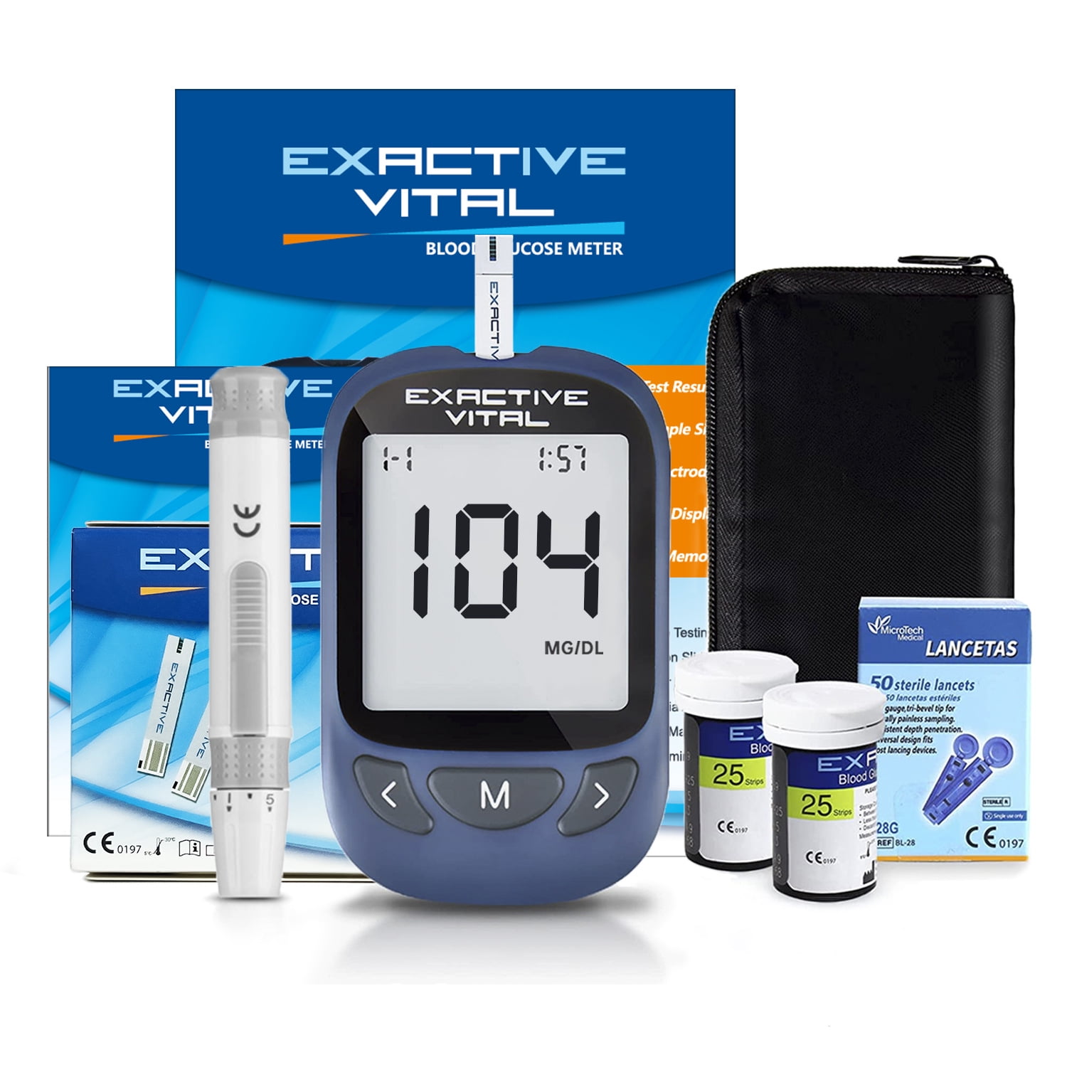 SUWU Blood Glucose Monitor Kit, Blood Glucose Meter Glucometer Kit ,50 ...