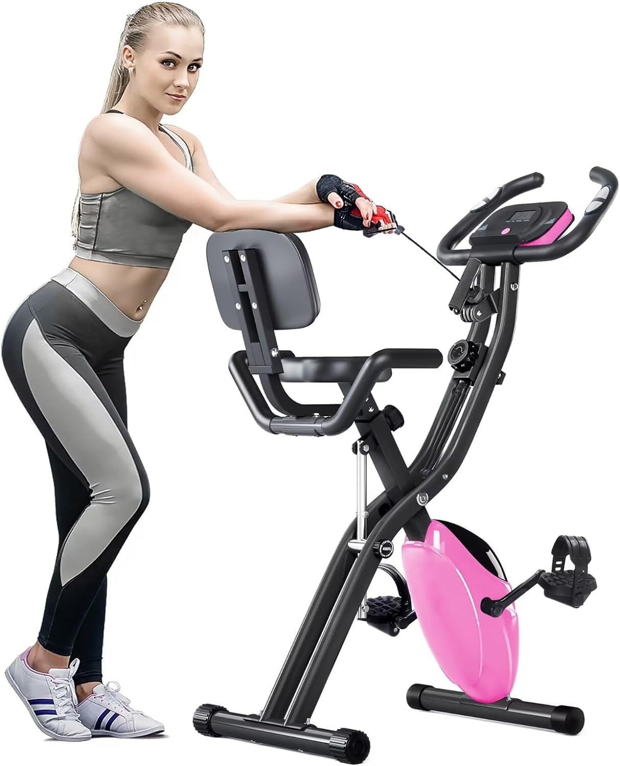 SUWU Foldable Exercise Bike for Home Stationary Magnetic Indoor Cycling ...