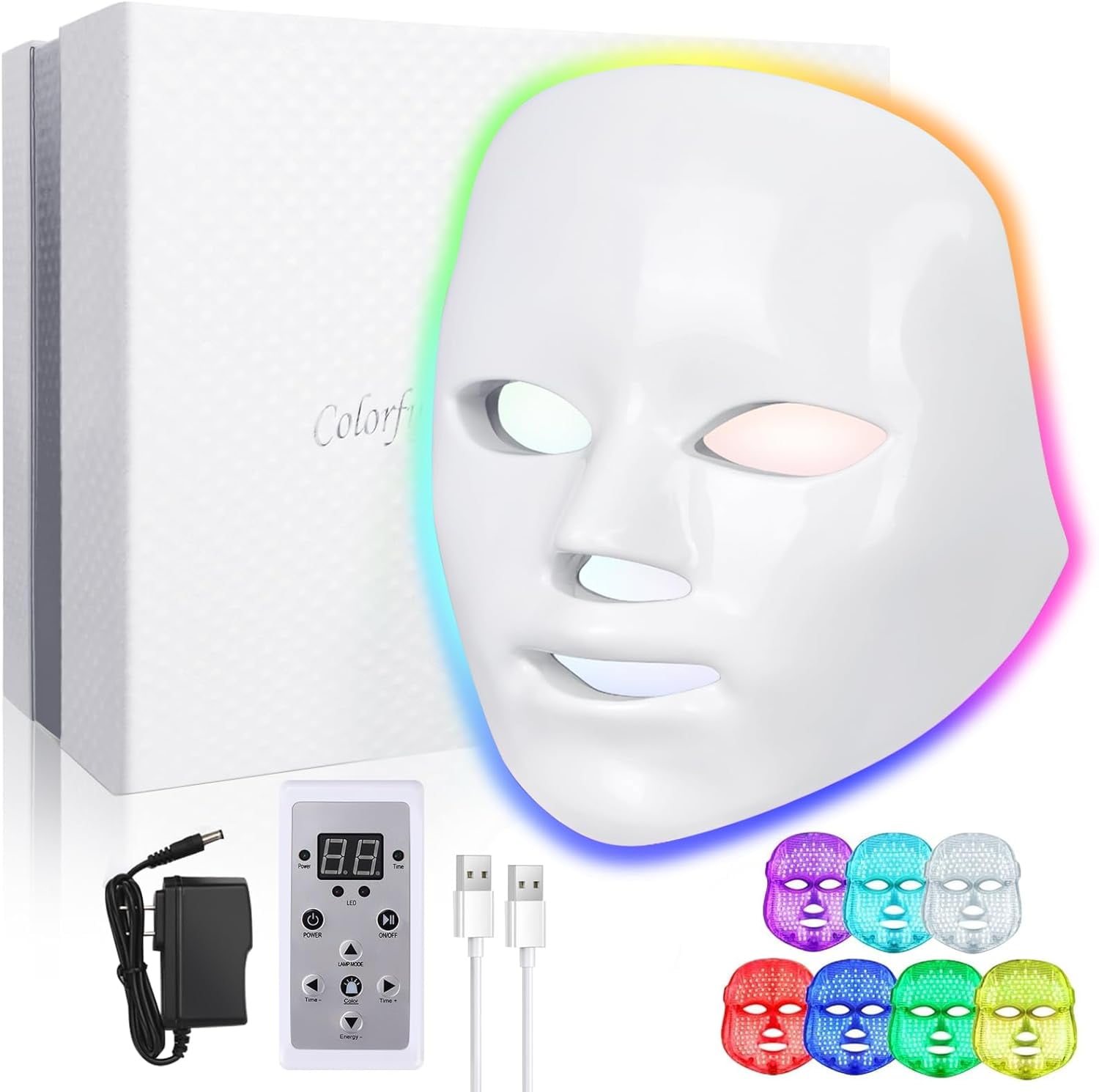 SUWU Plug-In LED Seven-Color Face Care Face Mask 7-Color LED Face And ...
