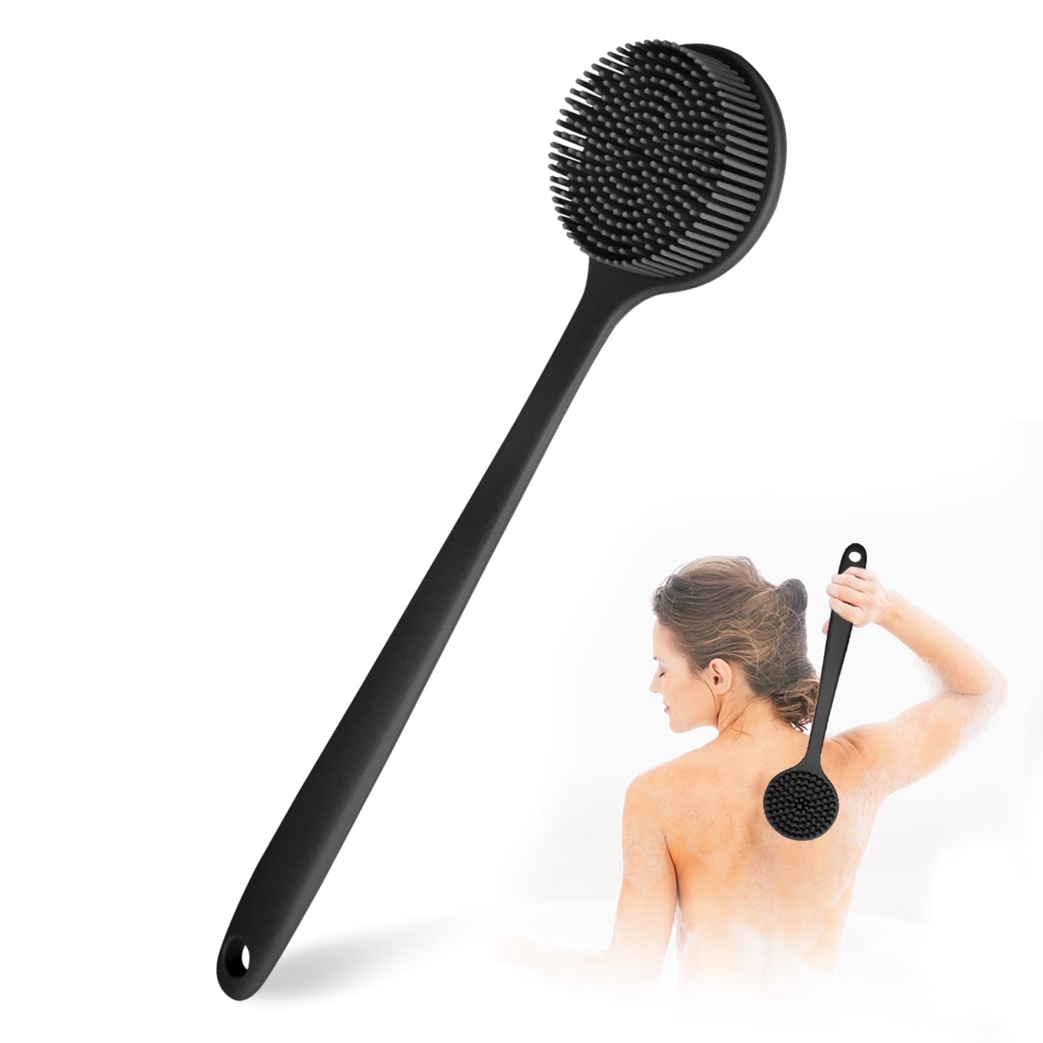 SUWU Silicone Back Scrubber, Shower Bath Brush, Long Handle, BPA-Free ...