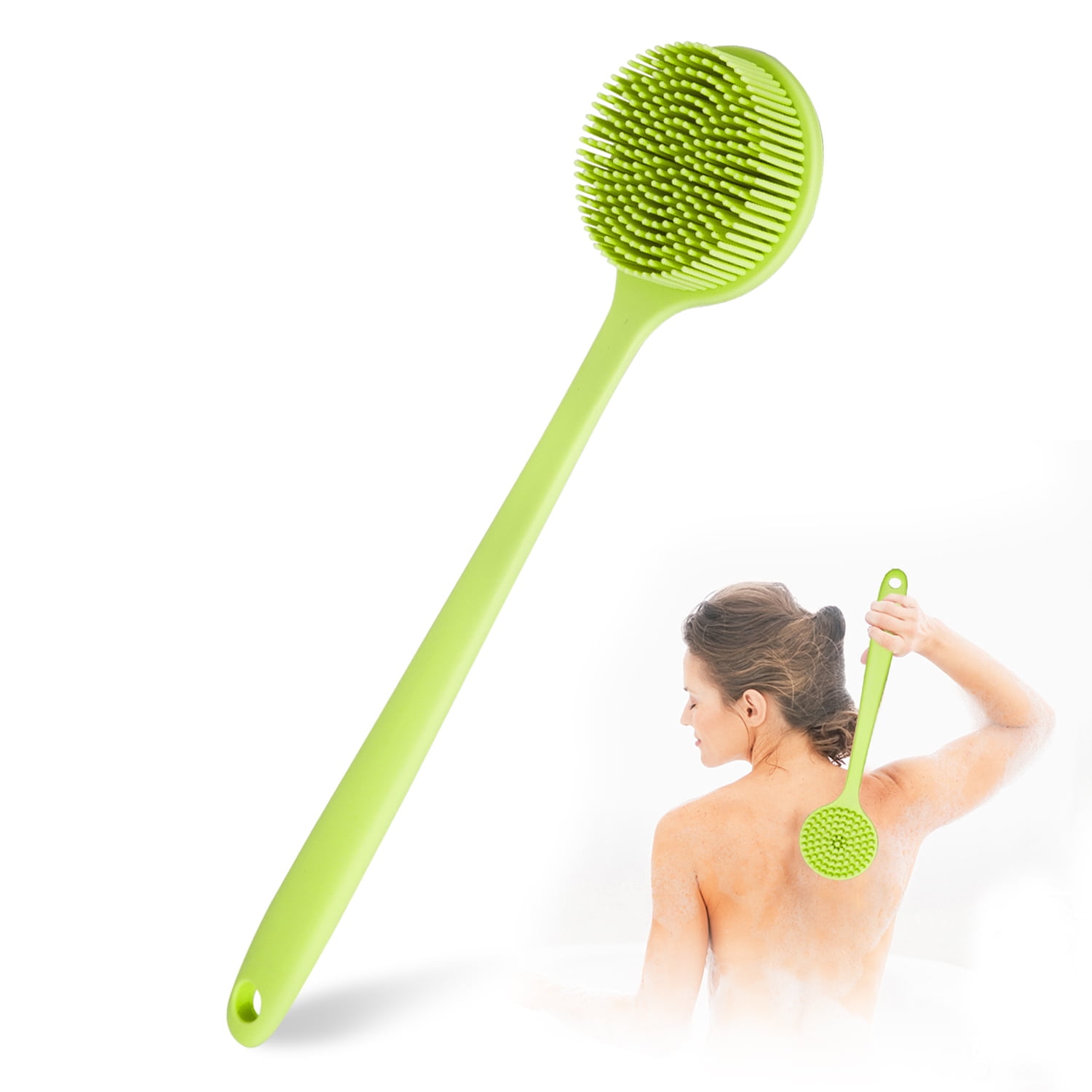 SUWU Silicone Back Scrubber for Shower Bath Body Brush with Long Handle ...