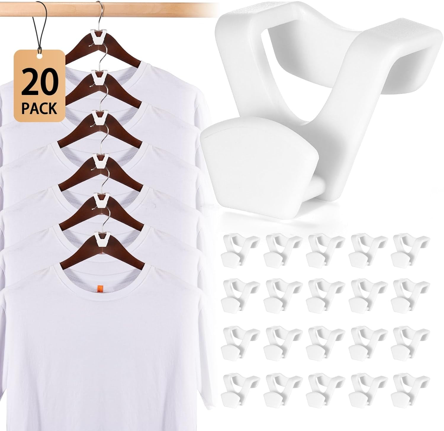 SUWU Space Saving Hanger Hooks 20 Pack, Black Clothes Hanger Connector ...