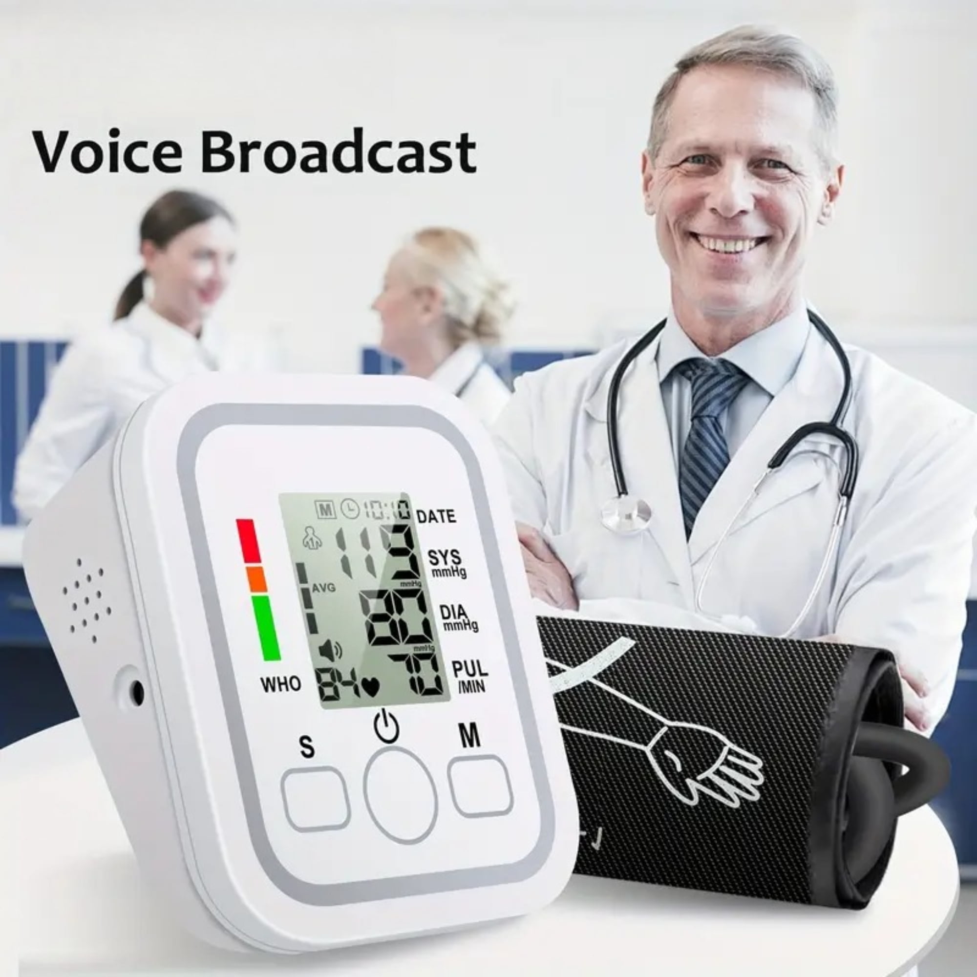 SUWU ll-in-One Portable Upper Arm Blood Pressure Monitor | Large LCD ...