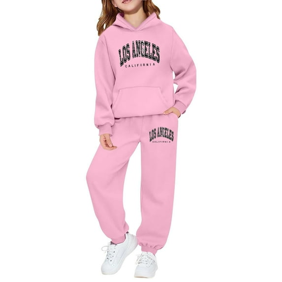 SUXIAN Girls Pajamas Long Sleeve Hoodie and Sweatshirt with Letter ...