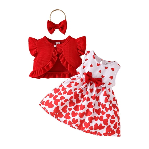 SUXIAN Girls Valentines Day Fly Sleeve Ruffles Coat Tops Heart Prints ...