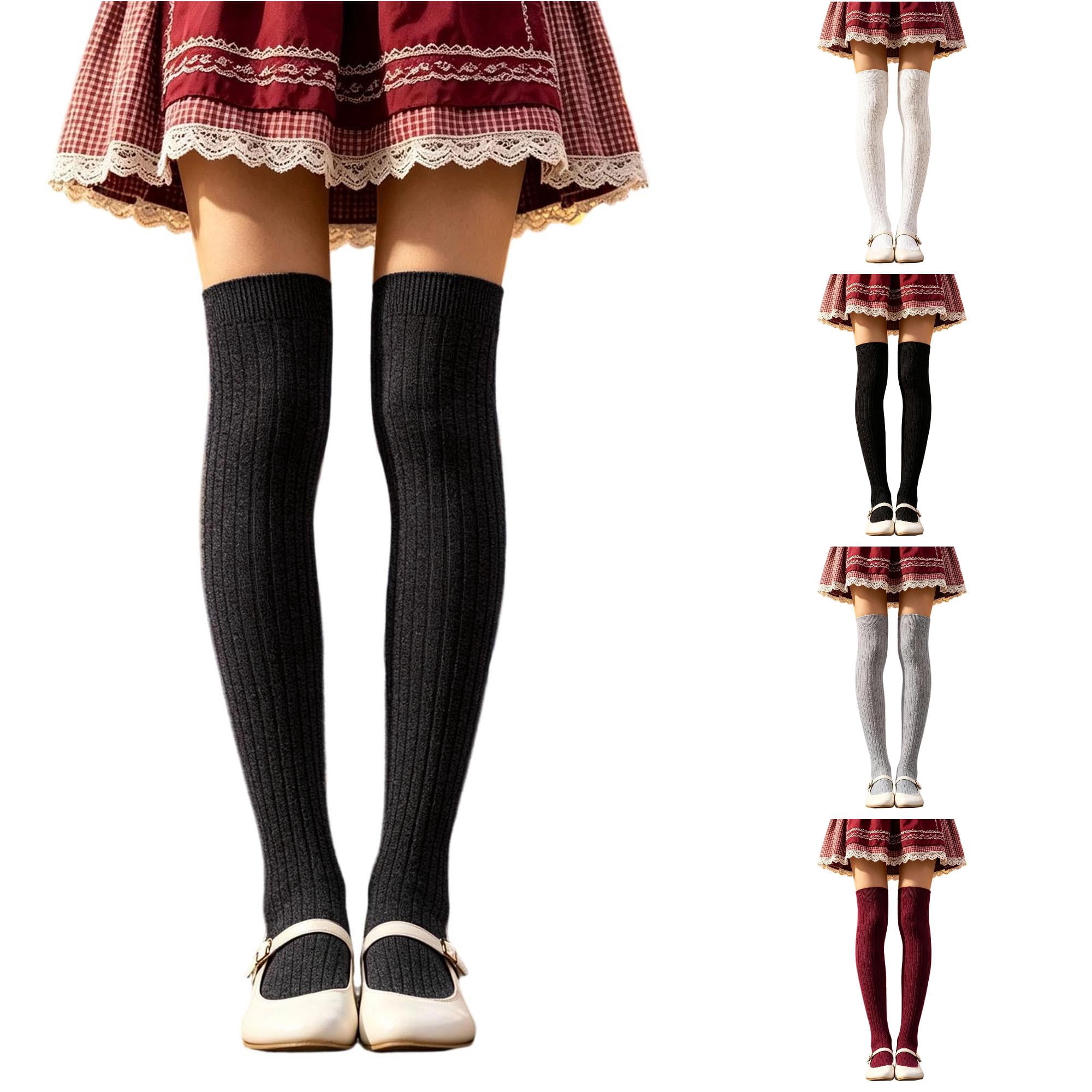 SUXIAN Womens Knee High Socks Solid Color Non Slip Grip Design Cozy And ...