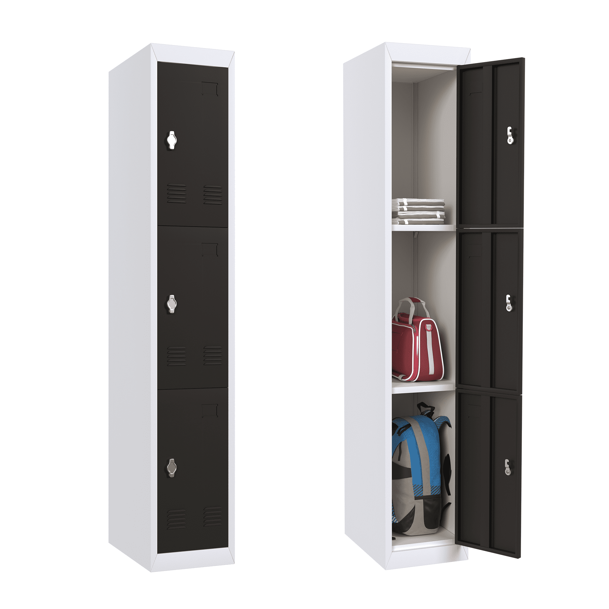 SUXXAN 3 Tier Metal Locker, 72'' Storage Cabinet, Lockable with ...