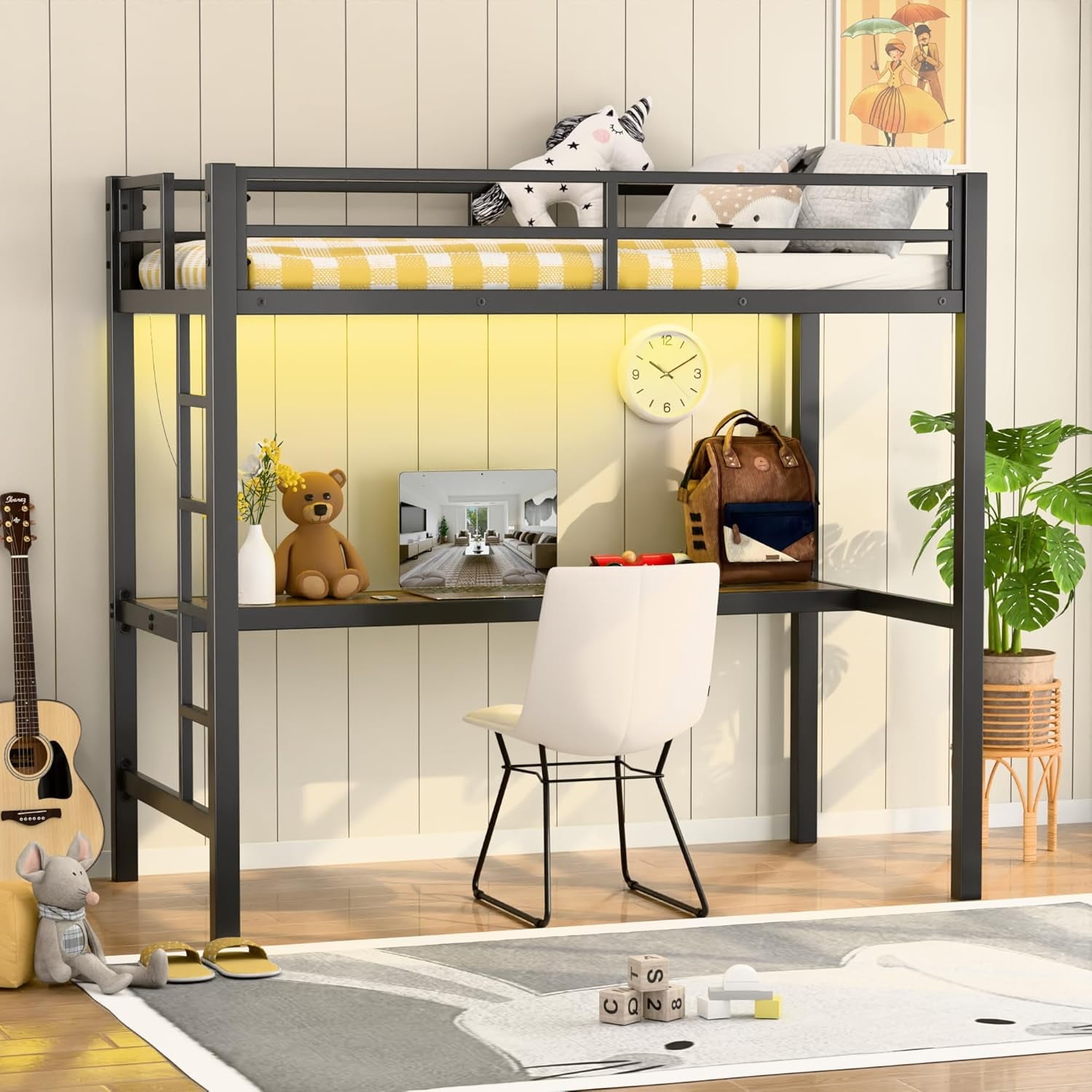 SUXXAN Twin over Full Metal Bunk Bed with Safety Rails, Space-Saving ...