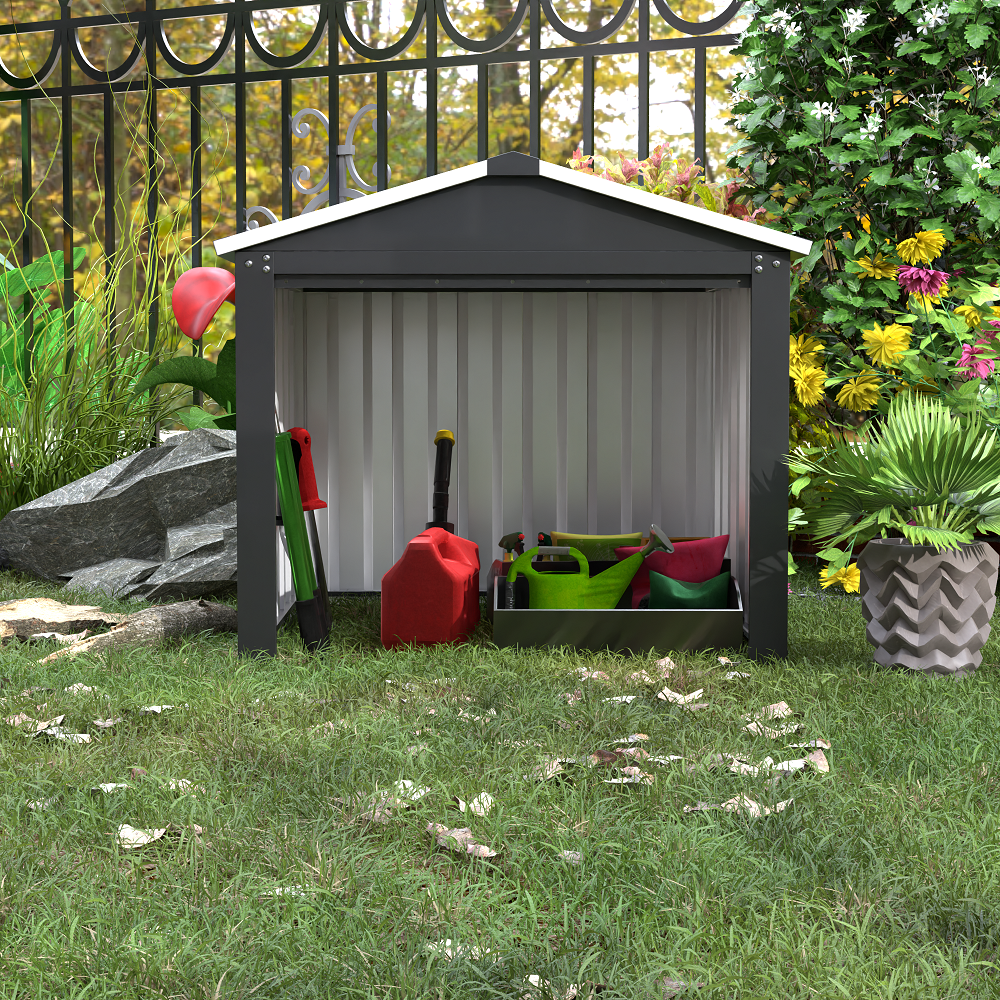 SUXXAN Small Black&White Metal Outdoor Yard Storage Shed, 33 FT Steel ...