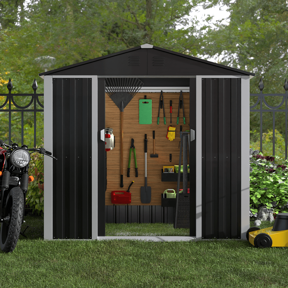 SUXXAN Metal Outdoor Storage Shed, Steel Utility Tool Shed Storage ...