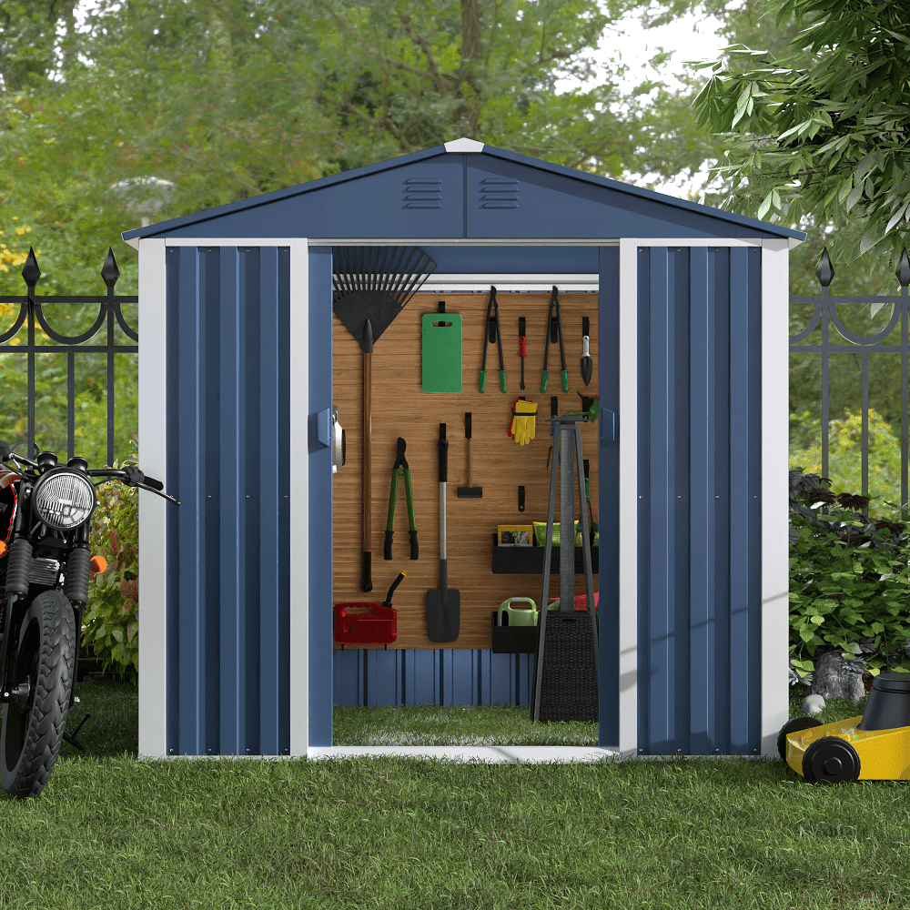 SUXXAN UV Protection Metal Garden Storage Shed, 48.43" x 76.77" x 72.83 ...