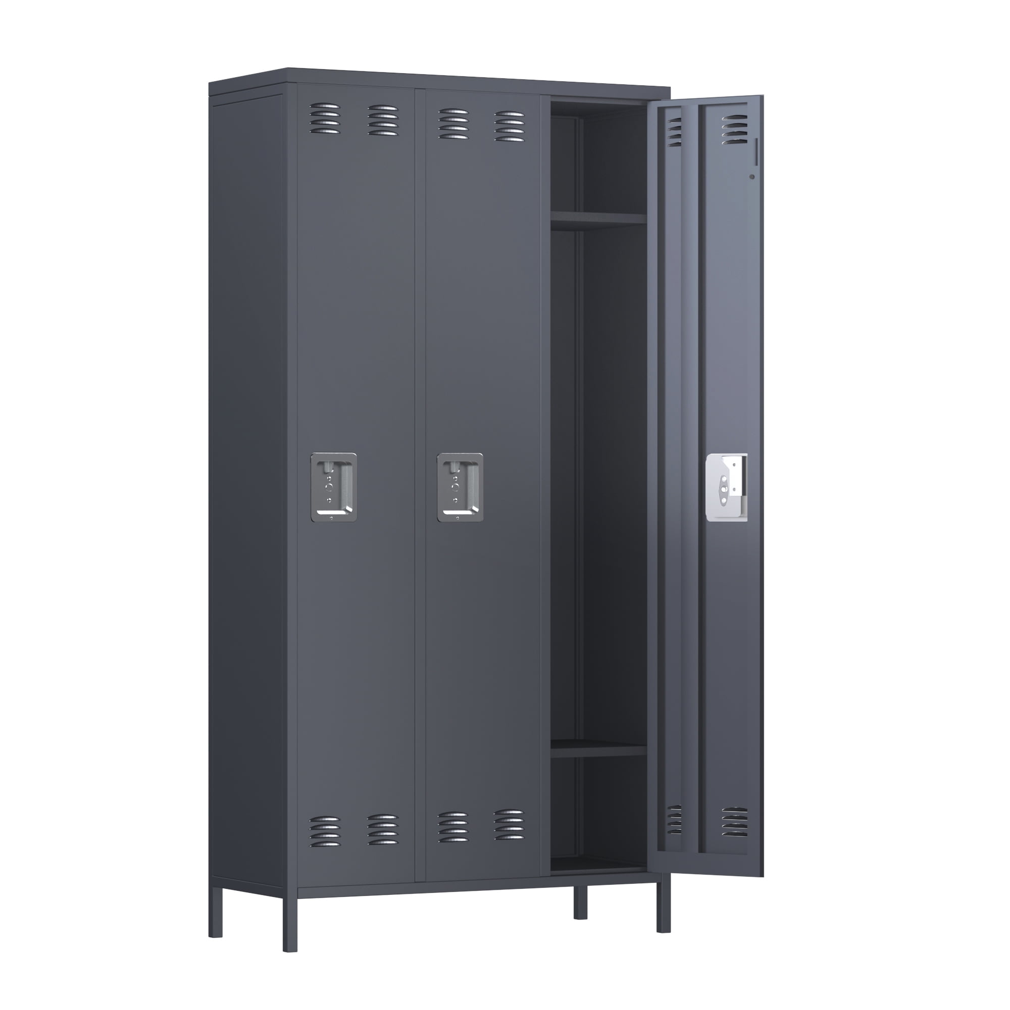 SUXXAN Metal Storage Locker with 3 Doors Large Steel Cabinet for Gym ...