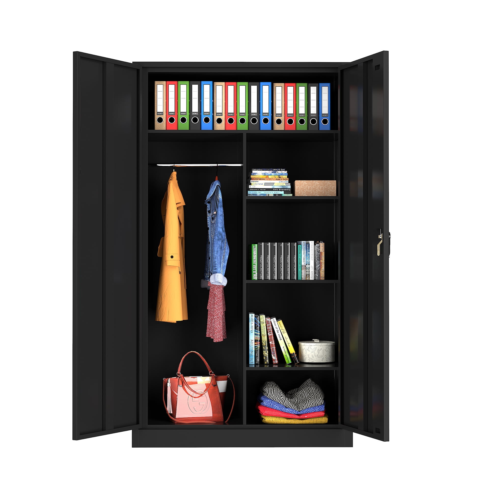 SUXXAN Large Closed Locking Steel Storage Cabinet, 4 Shelves, 2 ...