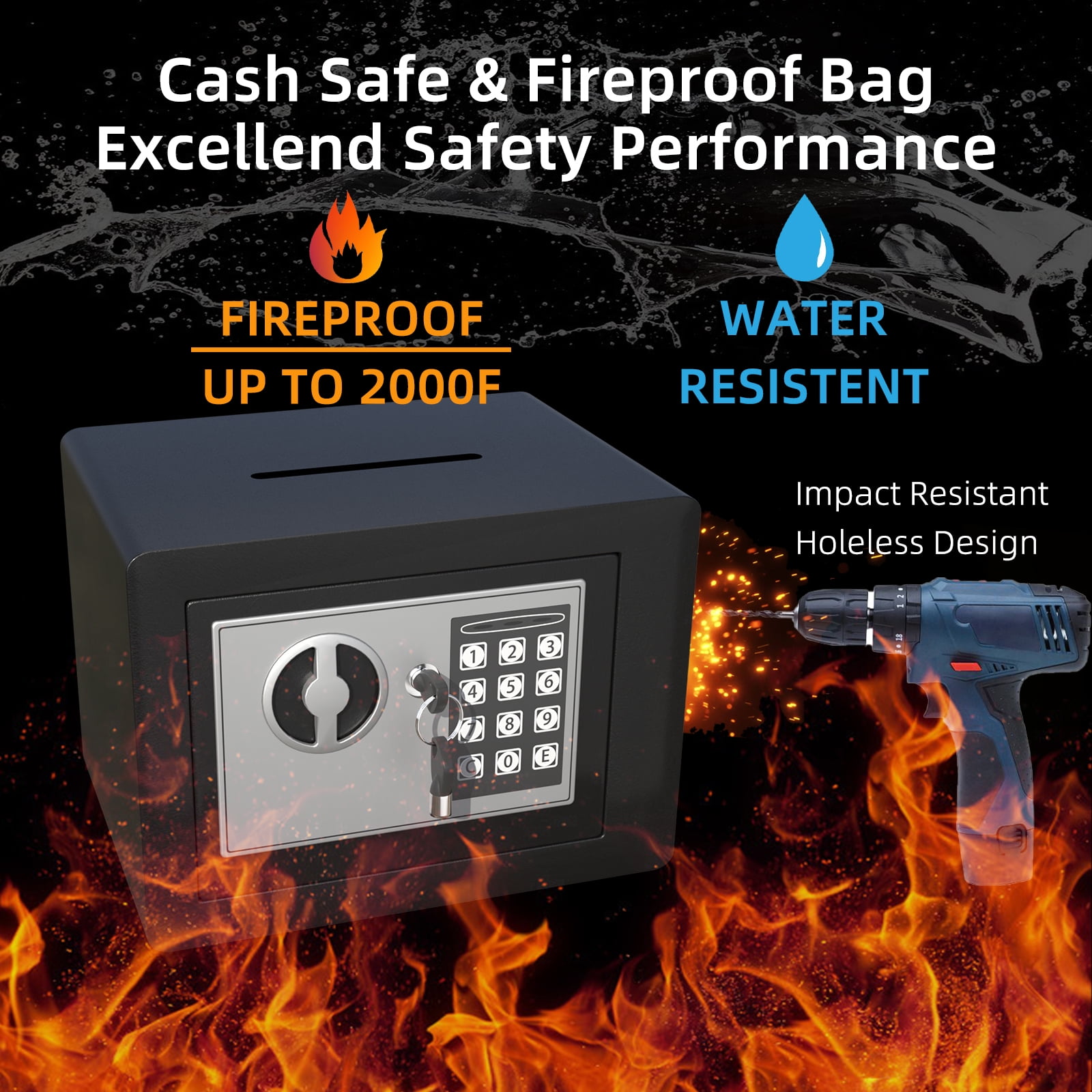 SUXXAN Steel Security Home Safe and Lock Box with Electronic Keypad ...