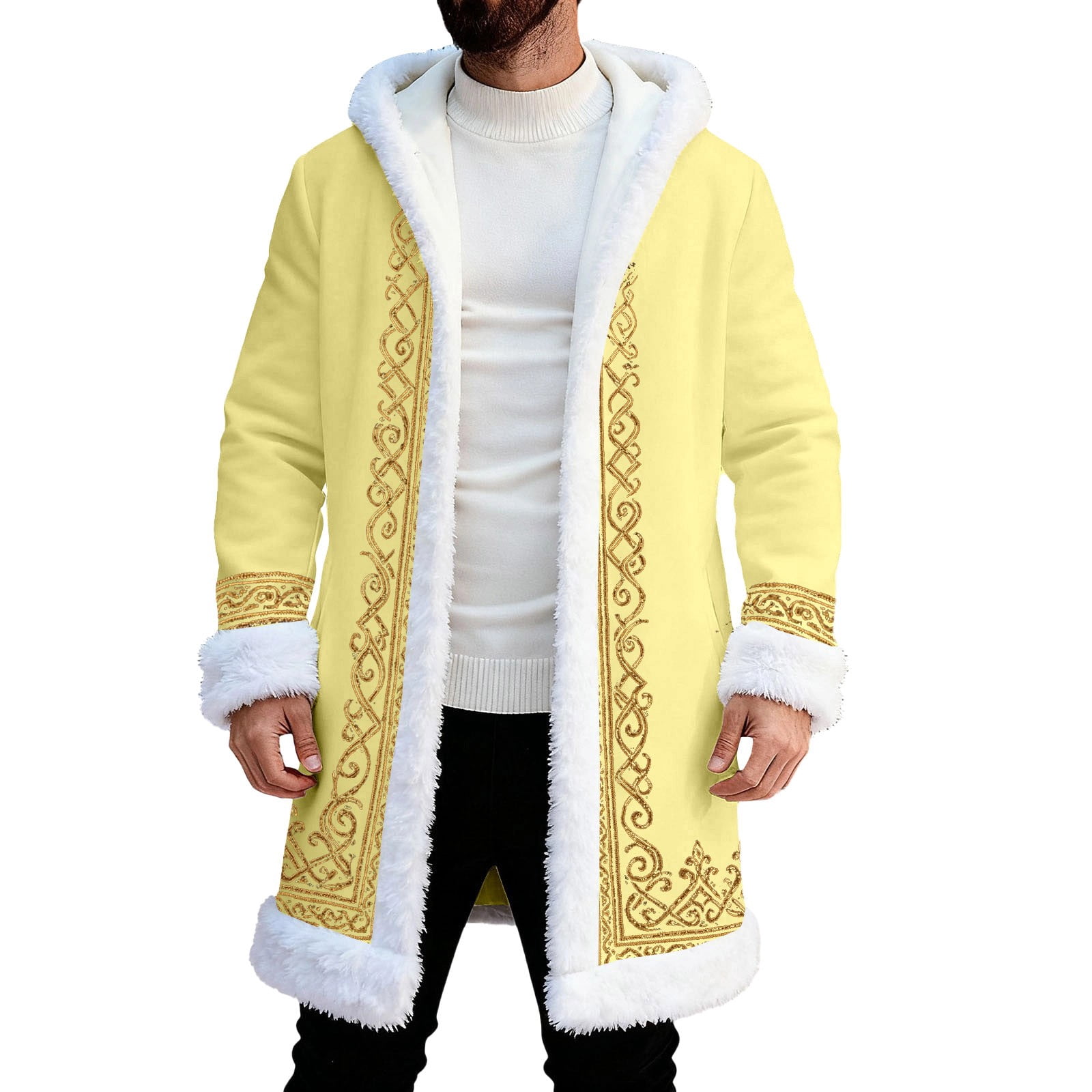 SUYIDA Party Santa Claus Jacket Santa Cloak Velvet Hooded Cape Fuzzy ...