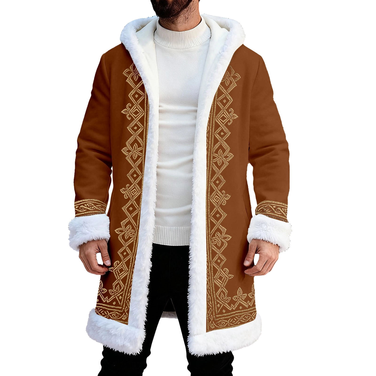 SUYIDA Party Santa Claus Jacket Santa Cloak Velvet Hooded Cape Fuzzy ...