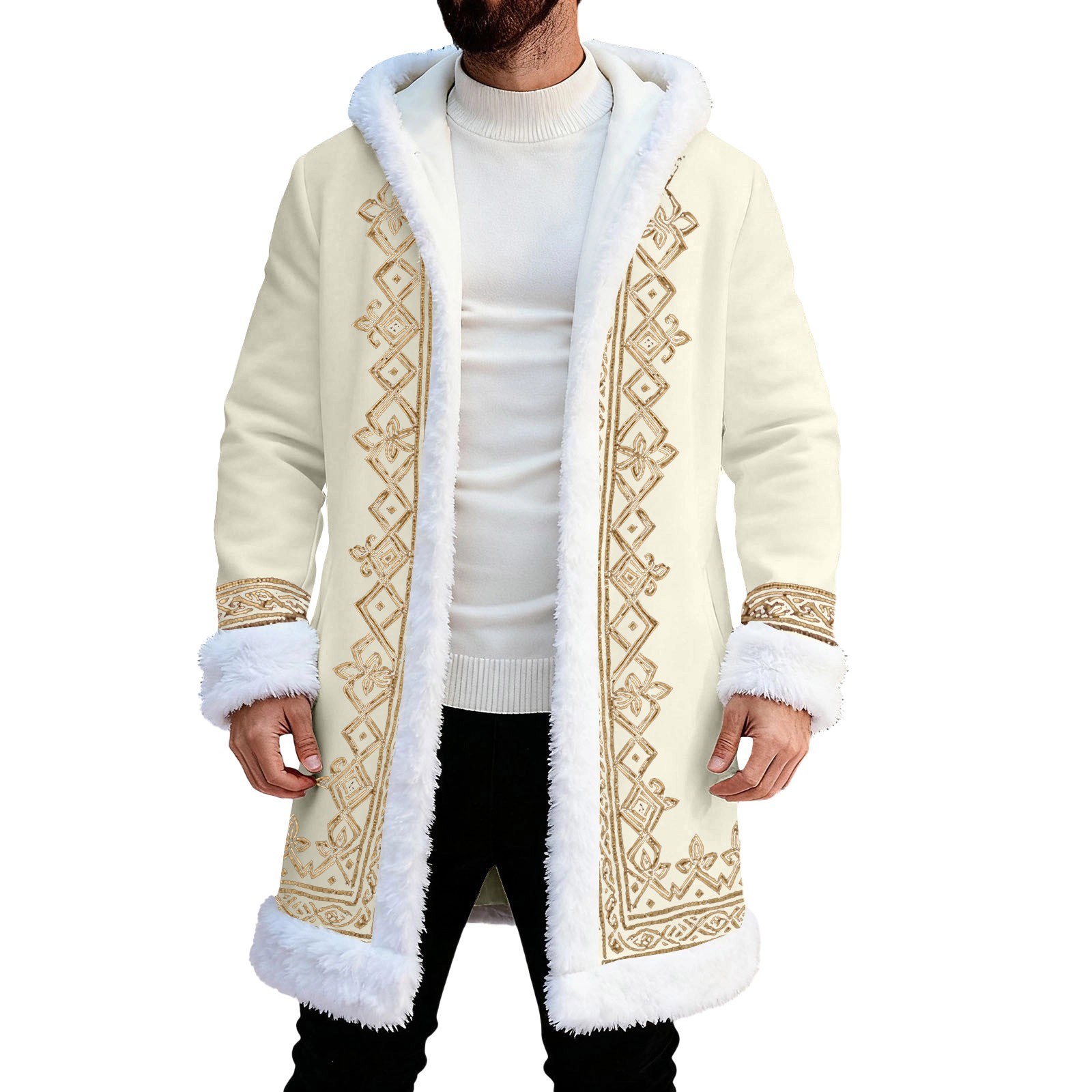 SUYIDA Party Santa Claus Jacket Santa Cloak Velvet Hooded Cape Fuzzy ...