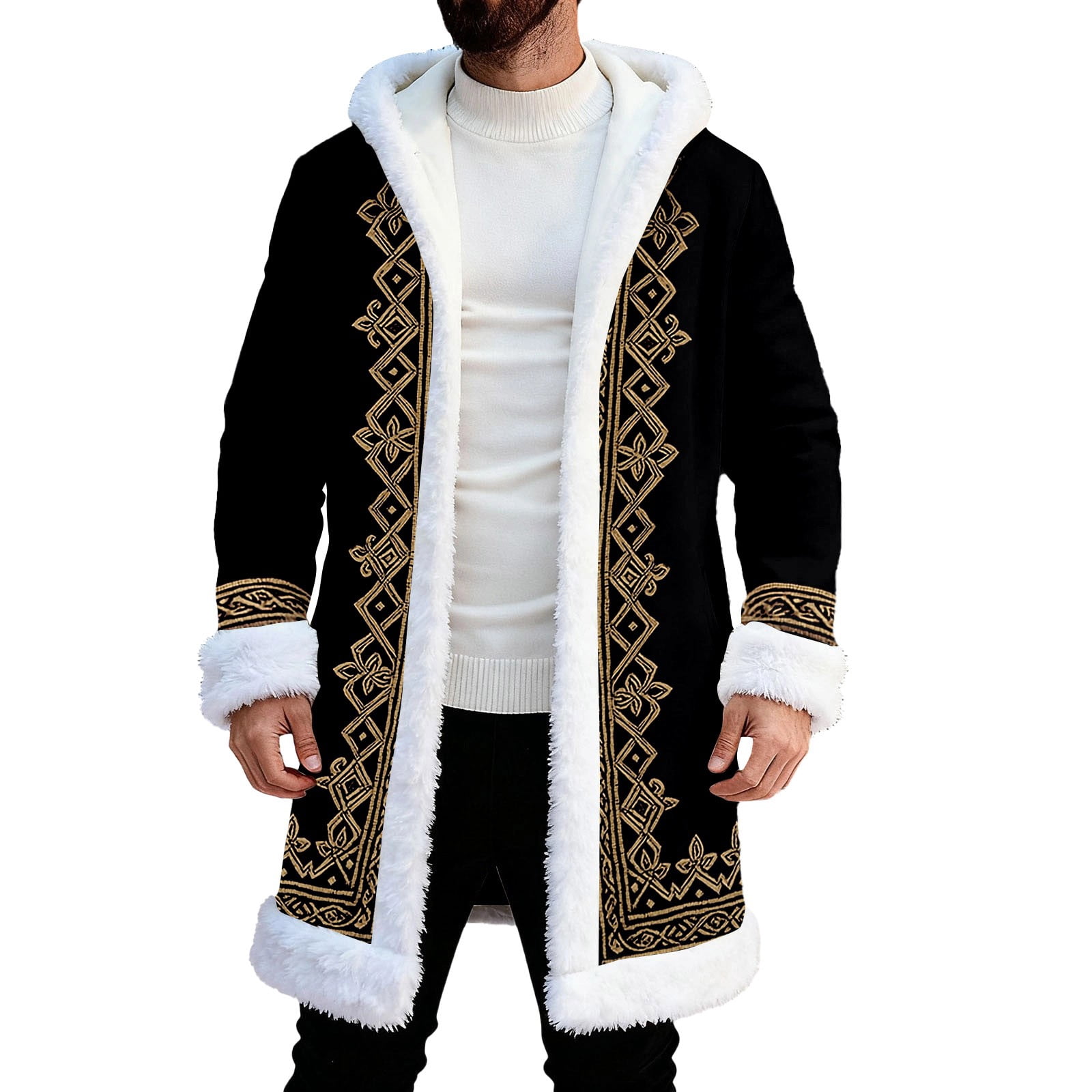 SUYIDA Party Santa Claus Jacket Santa Cloak Velvet Hooded Cape Fuzzy ...