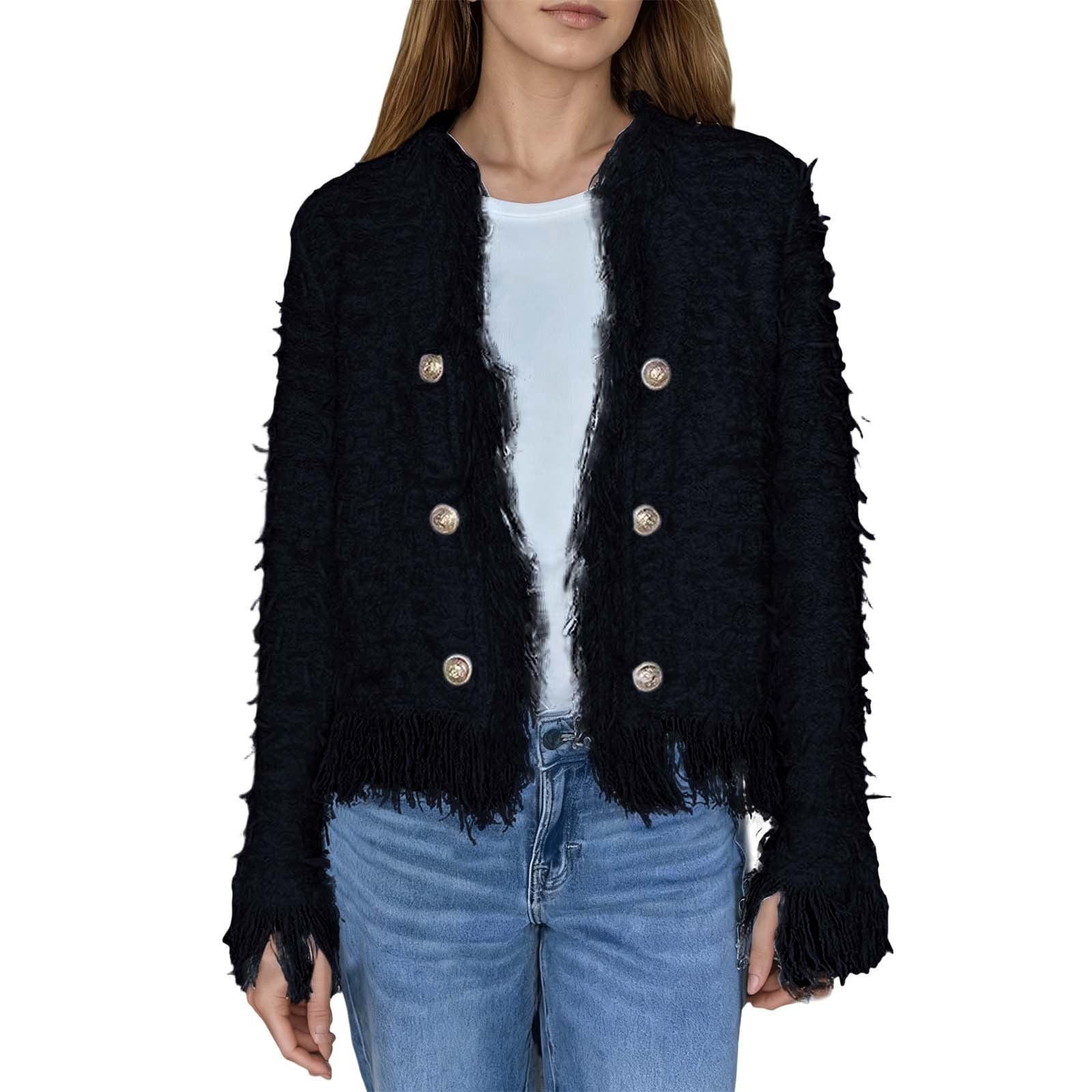 SUYIDA Womens Fuzzy Open Front Cardigan 2025 Trendy Faux Fur Coat ...