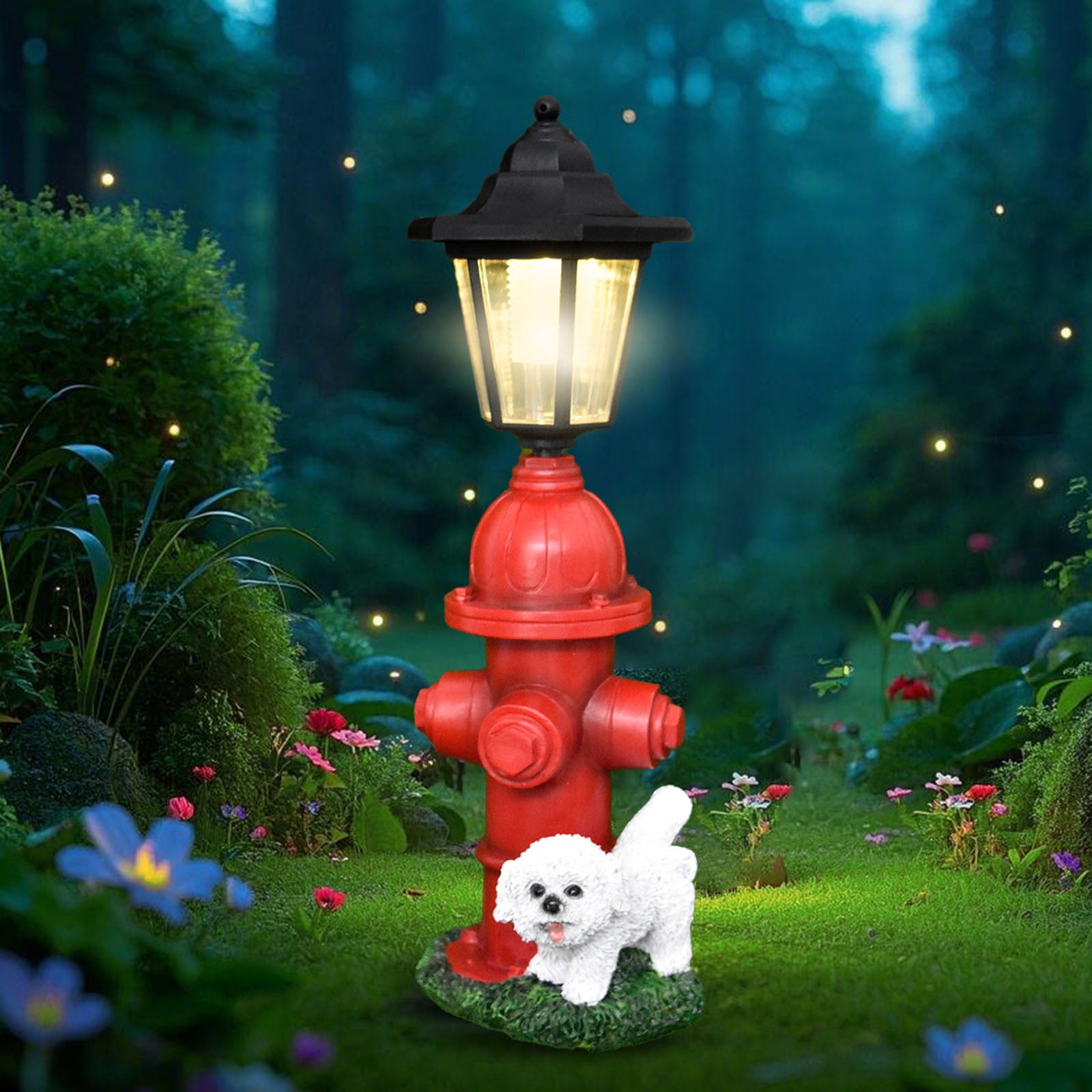 SUYOLL Dog Fire Hydrant Solar Decorative Light Decoration Statue Light ...