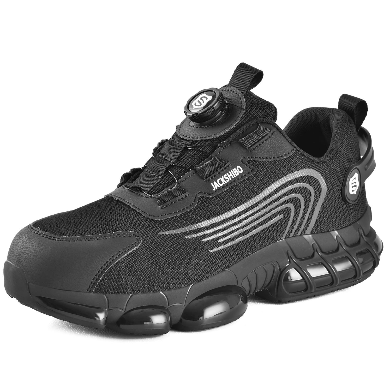 SUYSTEX Men Safety Toe Work Shoes Rotating Buckle Breathable Non-Slip ...