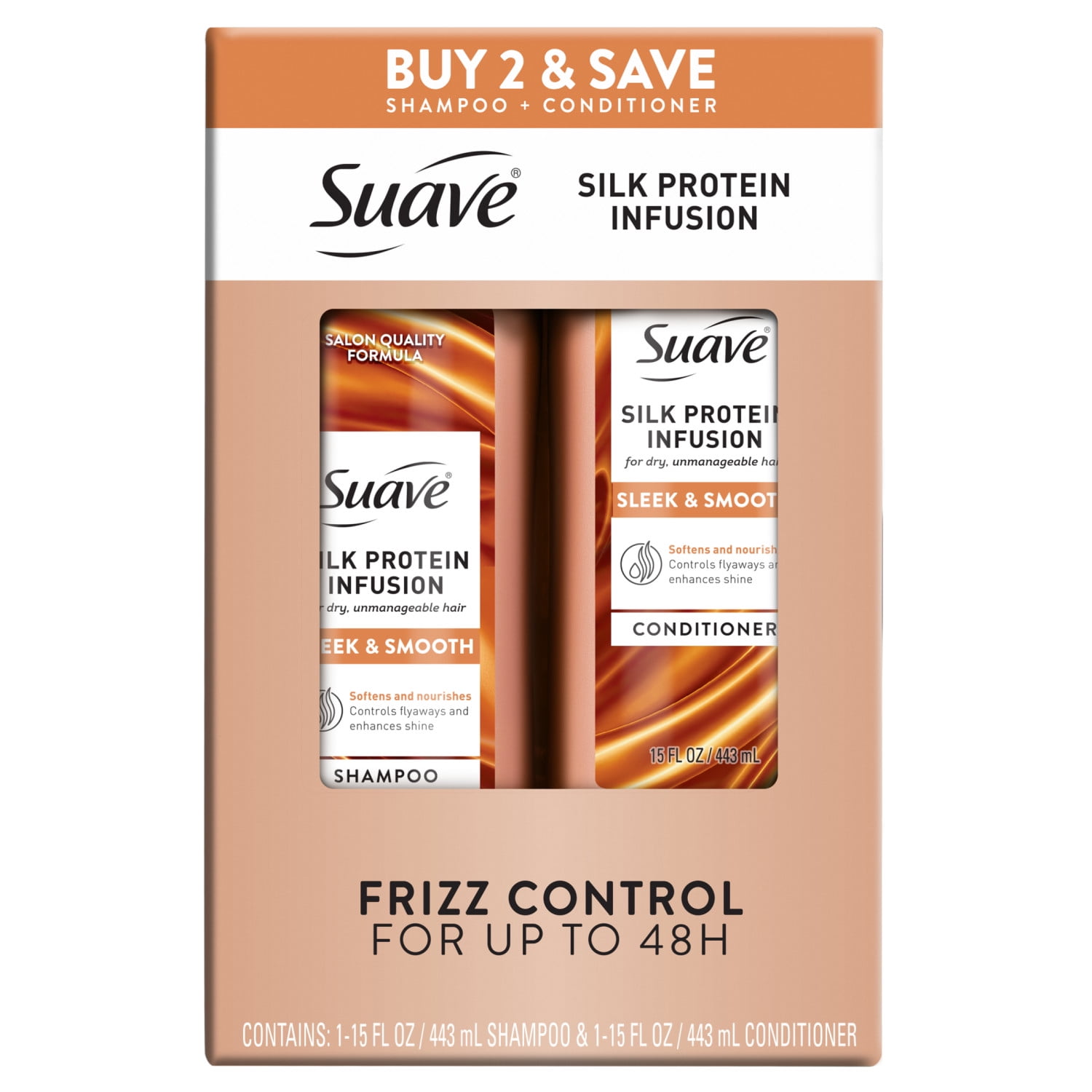 Suave Silk Protein Infusion Smooth & Sleek Shampoo & Conditioner Value ...