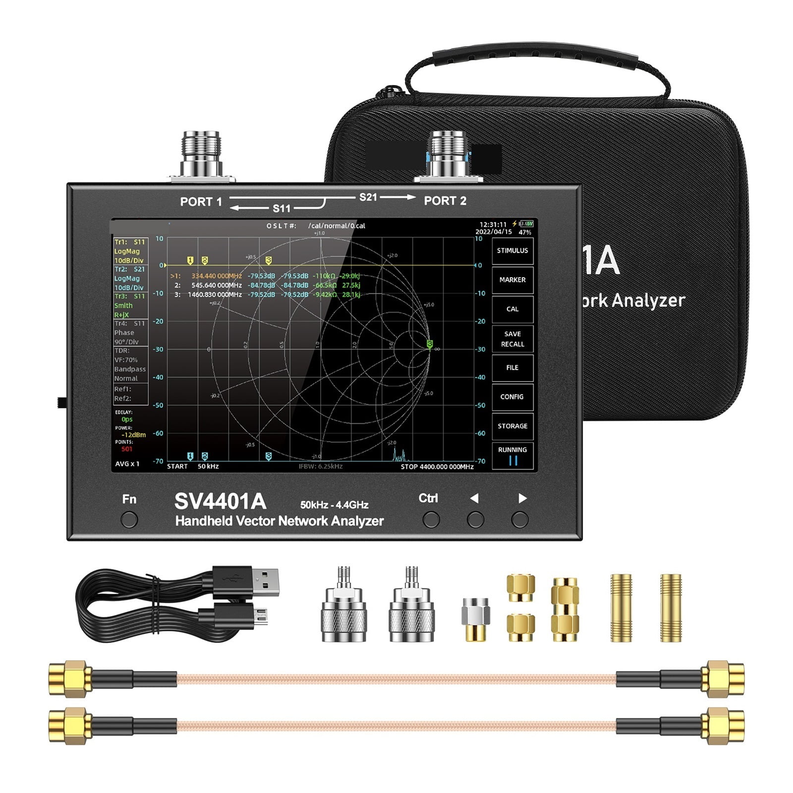 SV4401A 7" Touch LCD 50KHz-4.4GHz NanoVNA VNA Vector Network Antenna ...