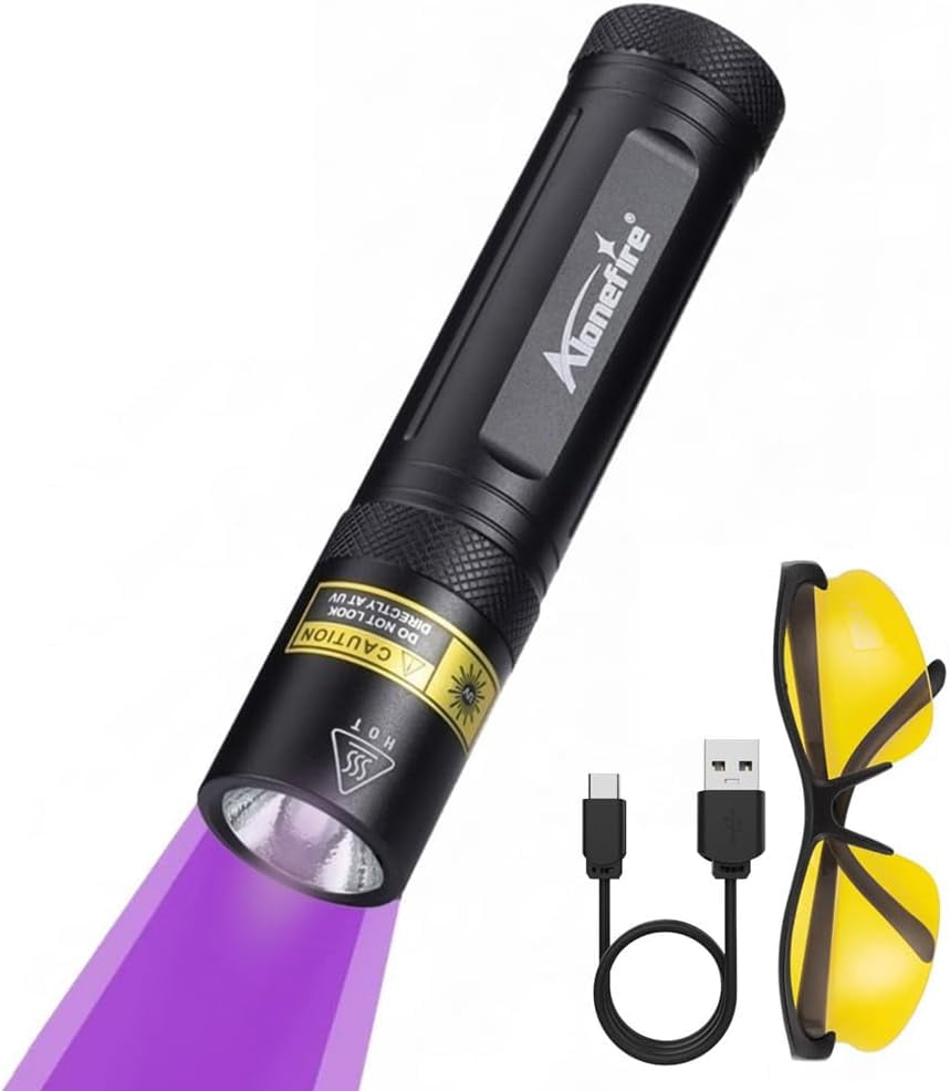 SV77 10W 395nm UV Flashlight Portable Rechargeable Blacklight Money ...