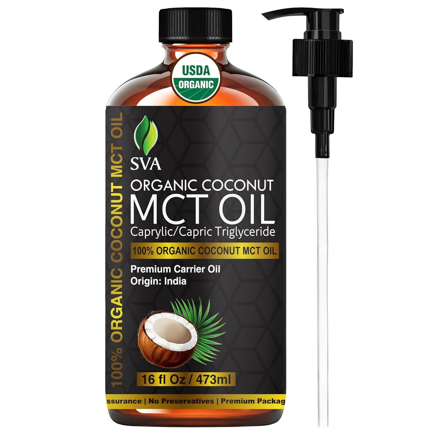 SVA MCT Oil Organic - 16 Fl Oz – 100% Natural Cold Pressed Organic MCT ...
