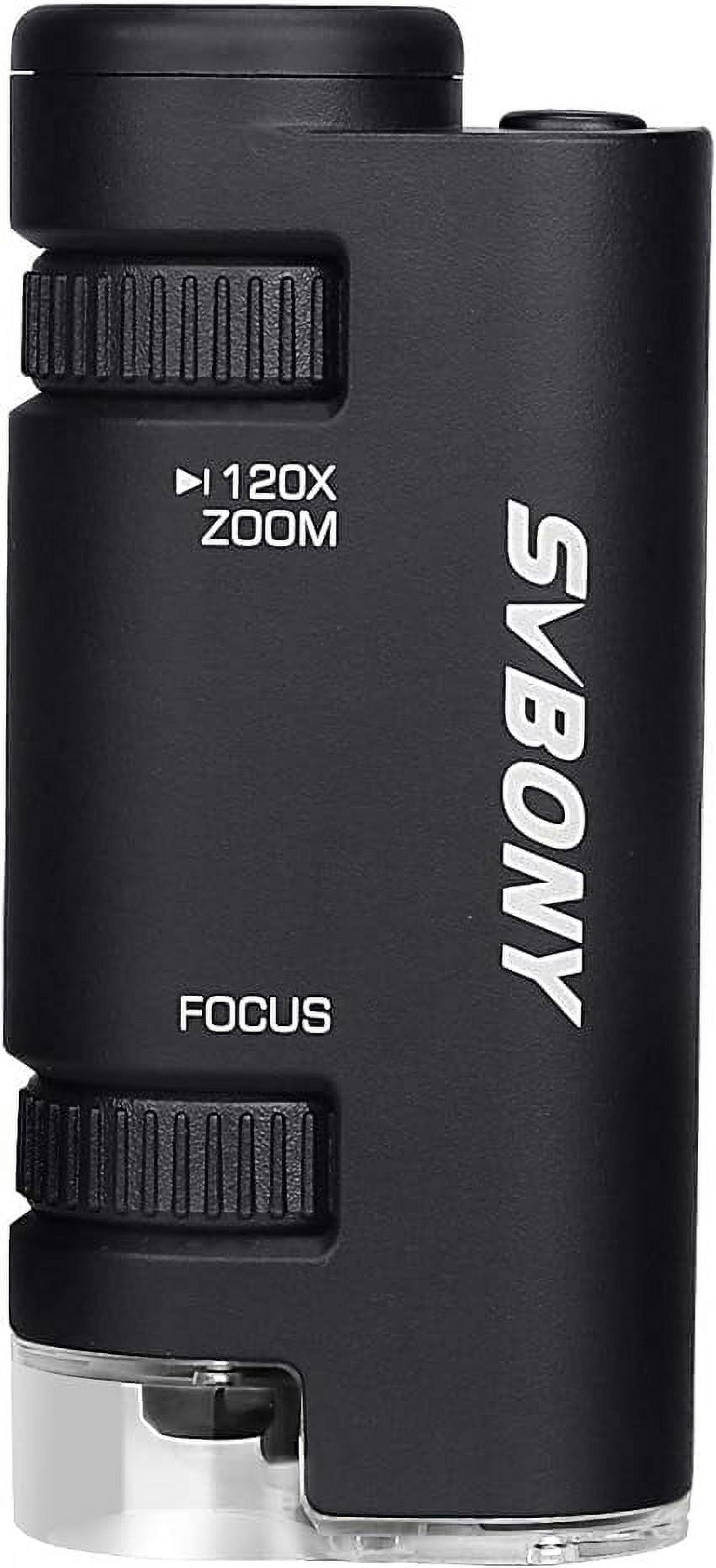 SVBONY SV603 Pocket Microscope 60x-120x, LED Lighted Zoom Portable ...