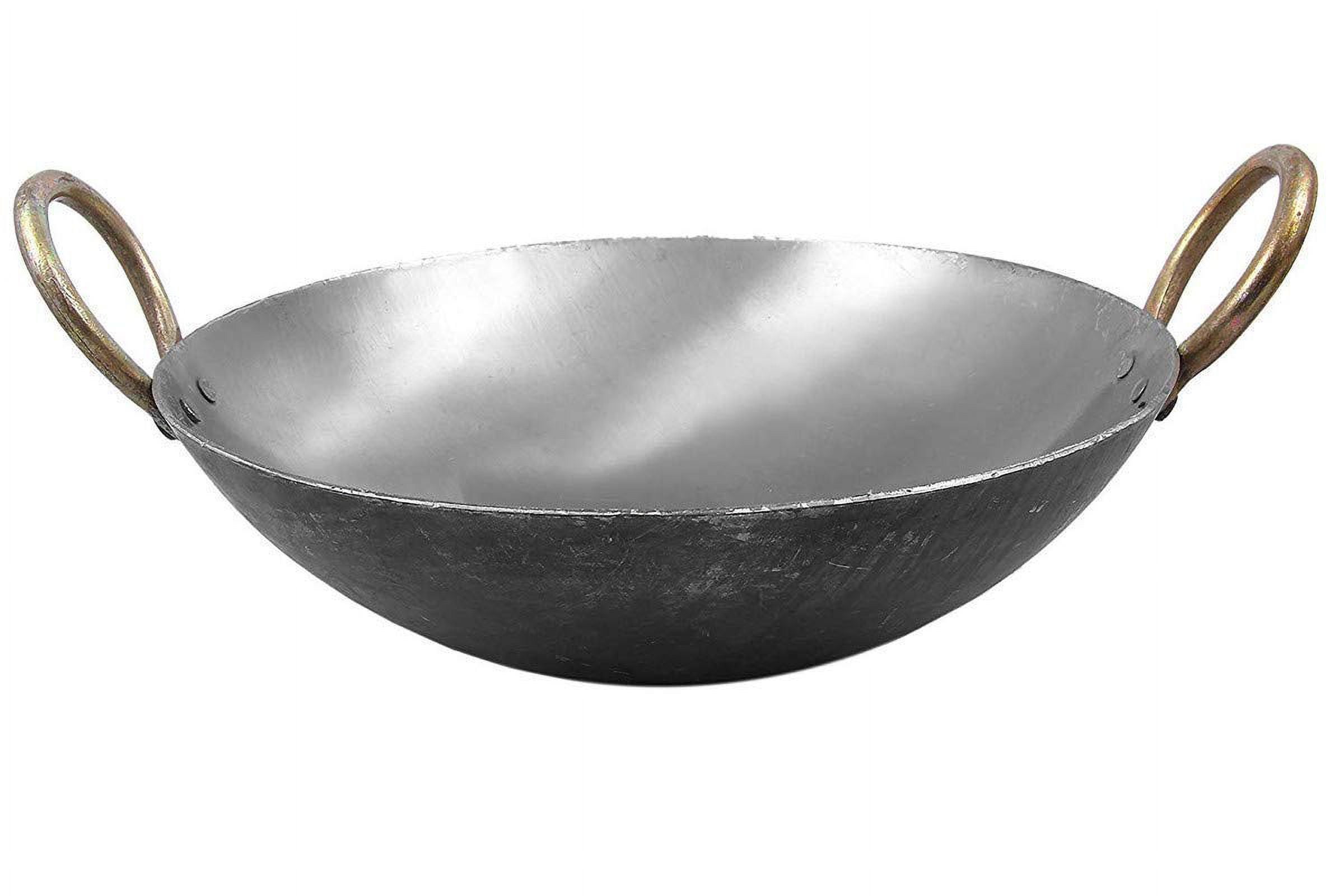 SVDK Heavy Base Handmade Iron Deep Bottom Kadai Frying Pan for Cooking ...