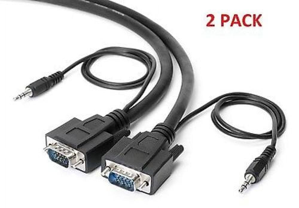 SVGA Monitor Cable with 3.5mm Audio 2 Pack Male to Male - 6 ft - Pack ...