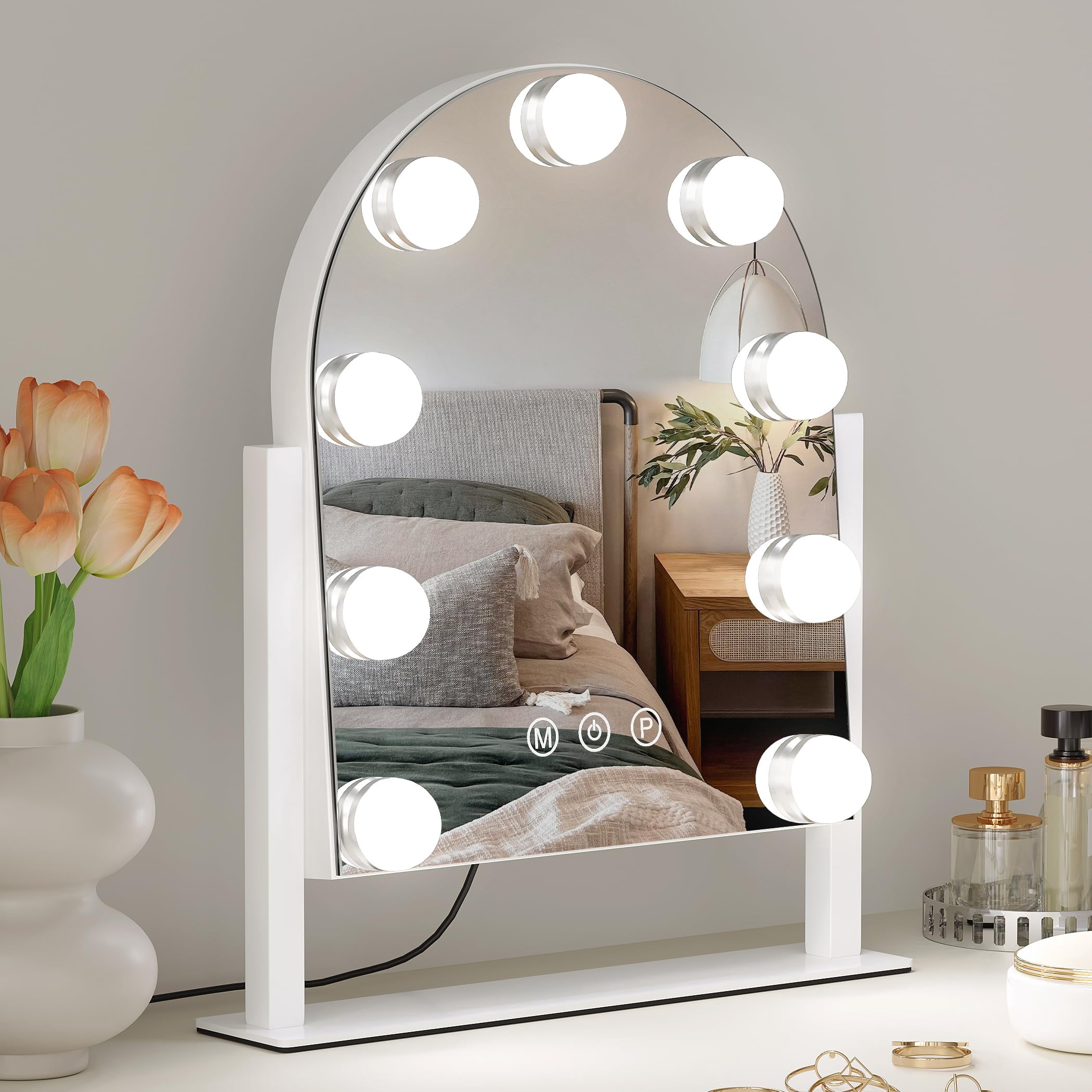 SVIOBY Vanity Mirror with Lights, 14''x12'' Arched Hollywood Makeup ...