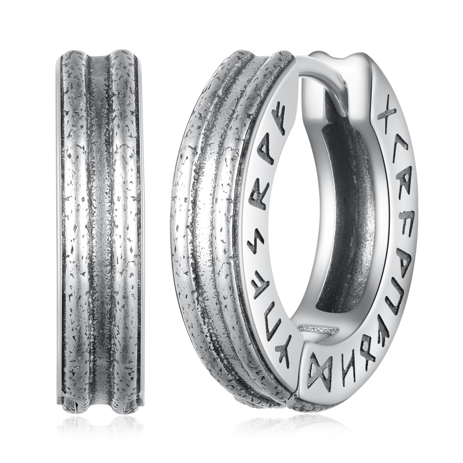 SVODEA Viking Earrings for Men 925 Sterling Silver Viking Hoop Earrings ...