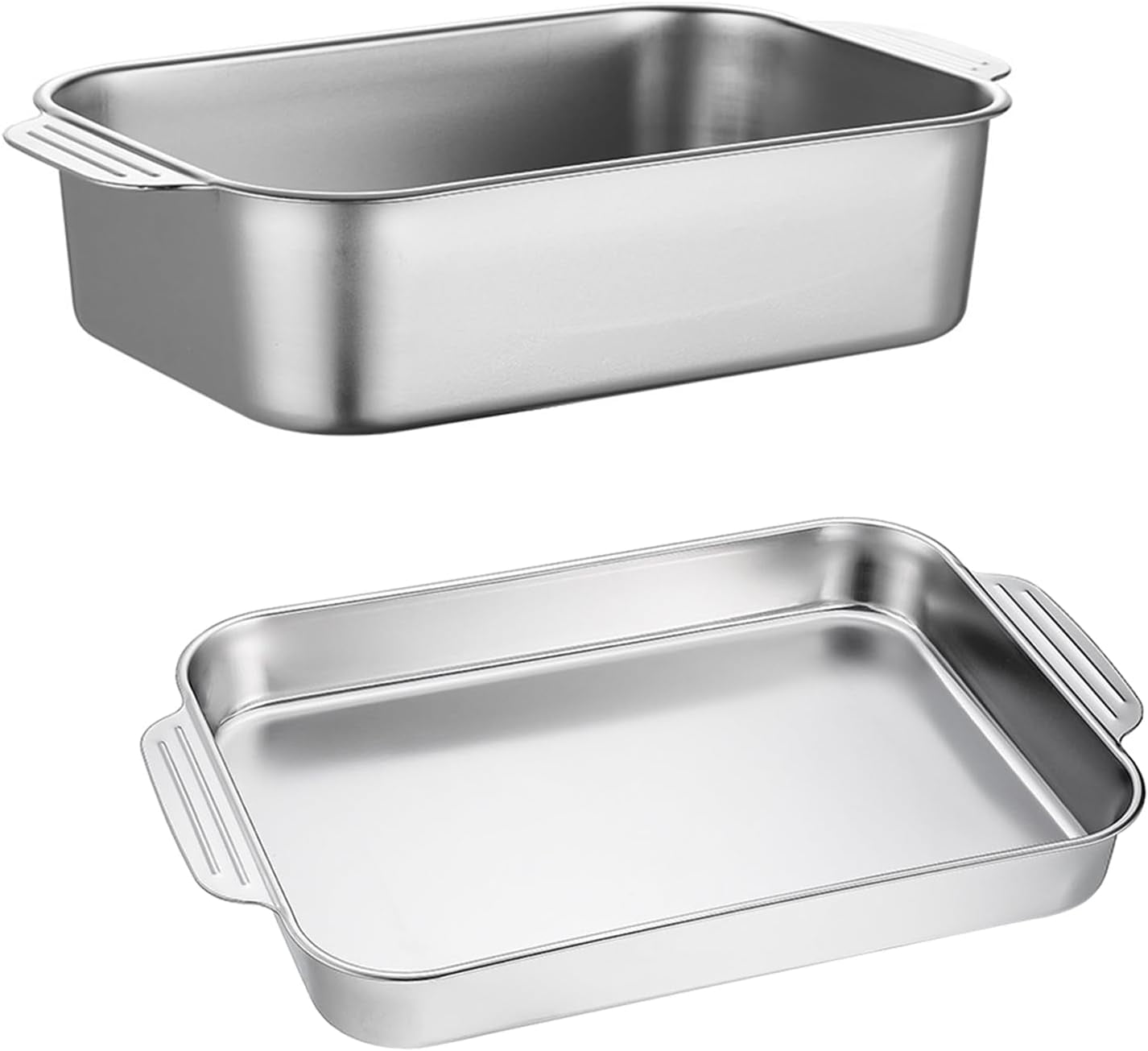 SVRITE Stainless Steel Deep Rectangular Roasting Pan Chicken Roaster ...