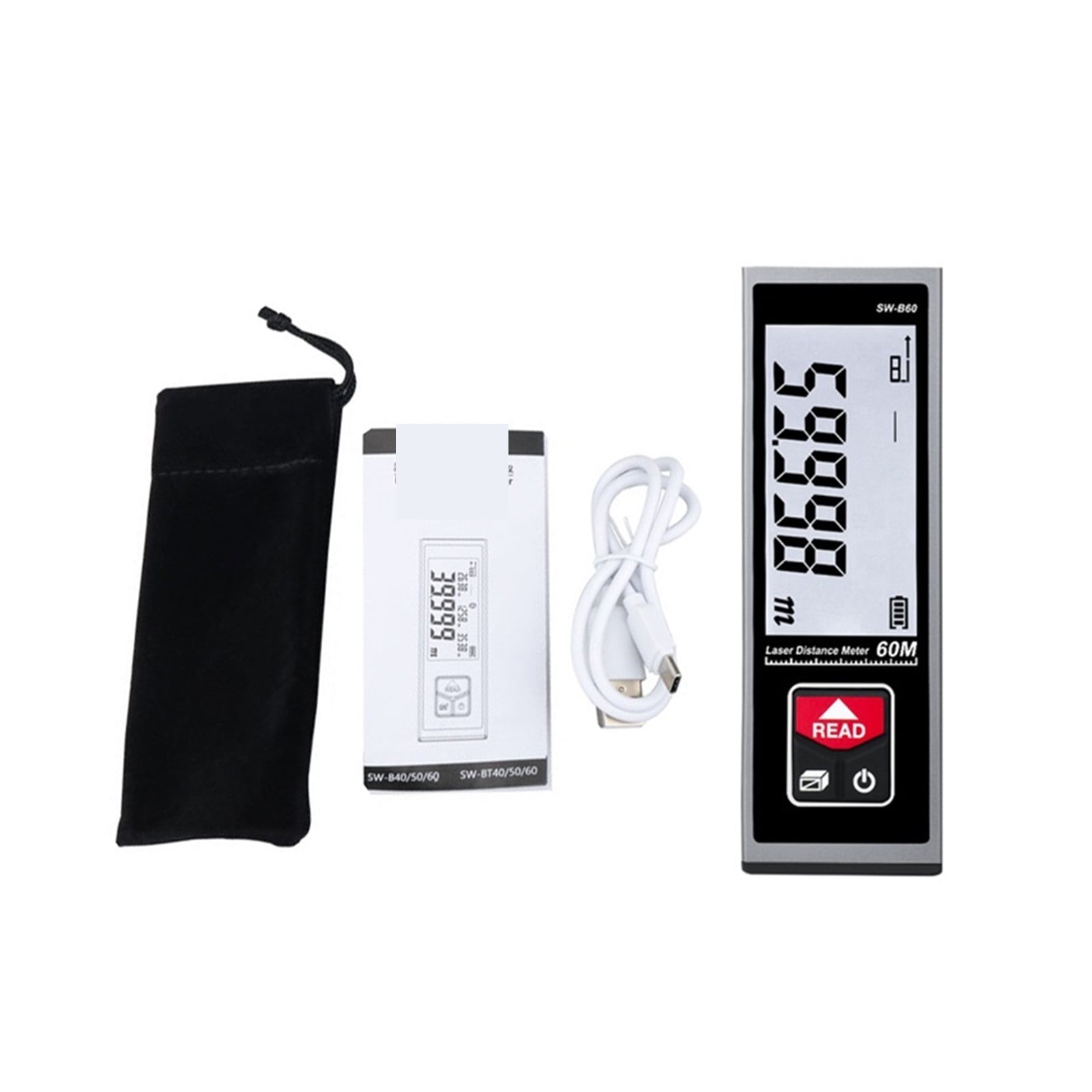 SW-B60 Distance Meter Handheld Rangefinder Digital Distance Measuring ...