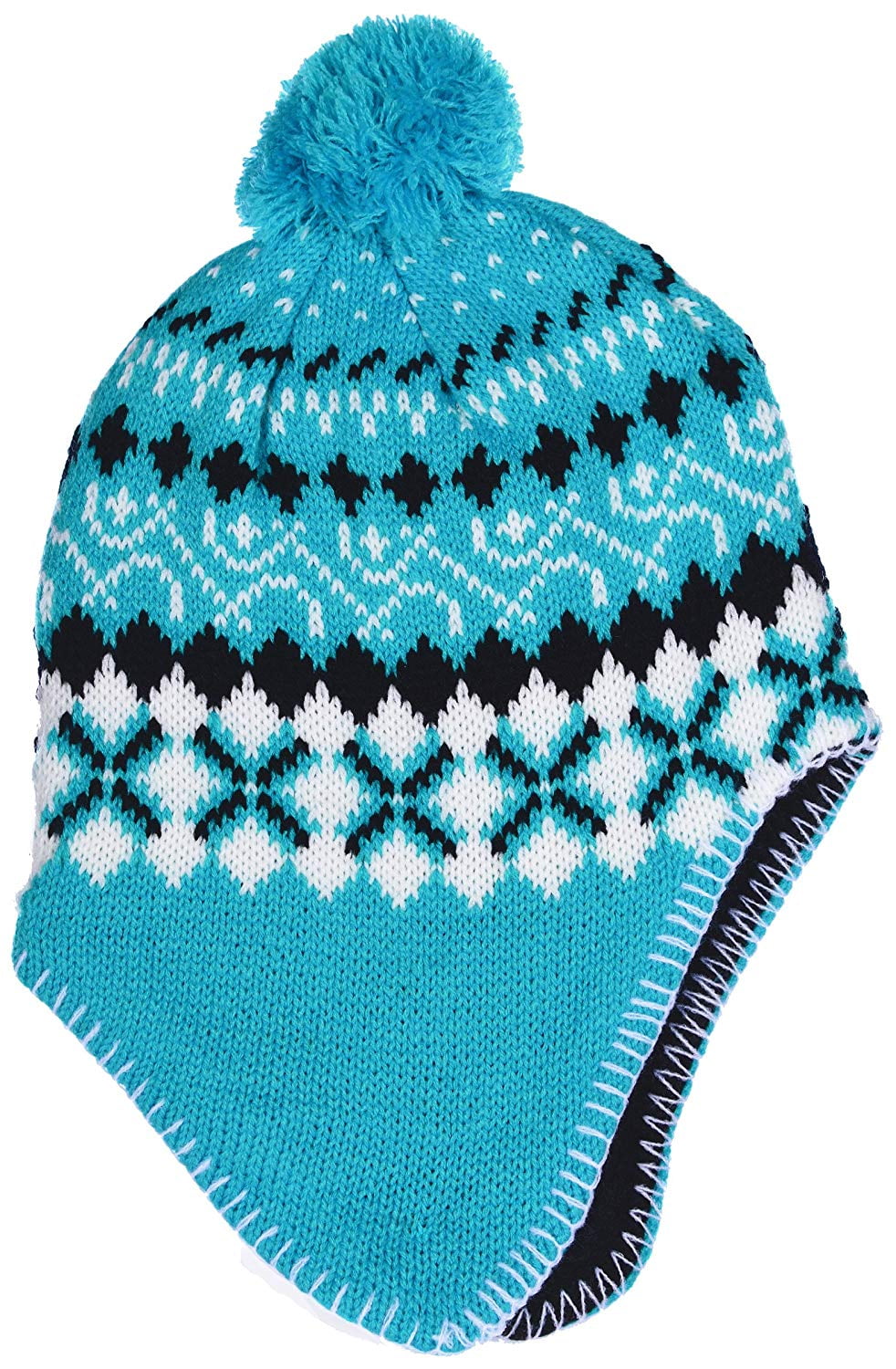 SWAK Girl's Traditional Knit Hat with Ear Flaps and Pom in 3 Colors ...
