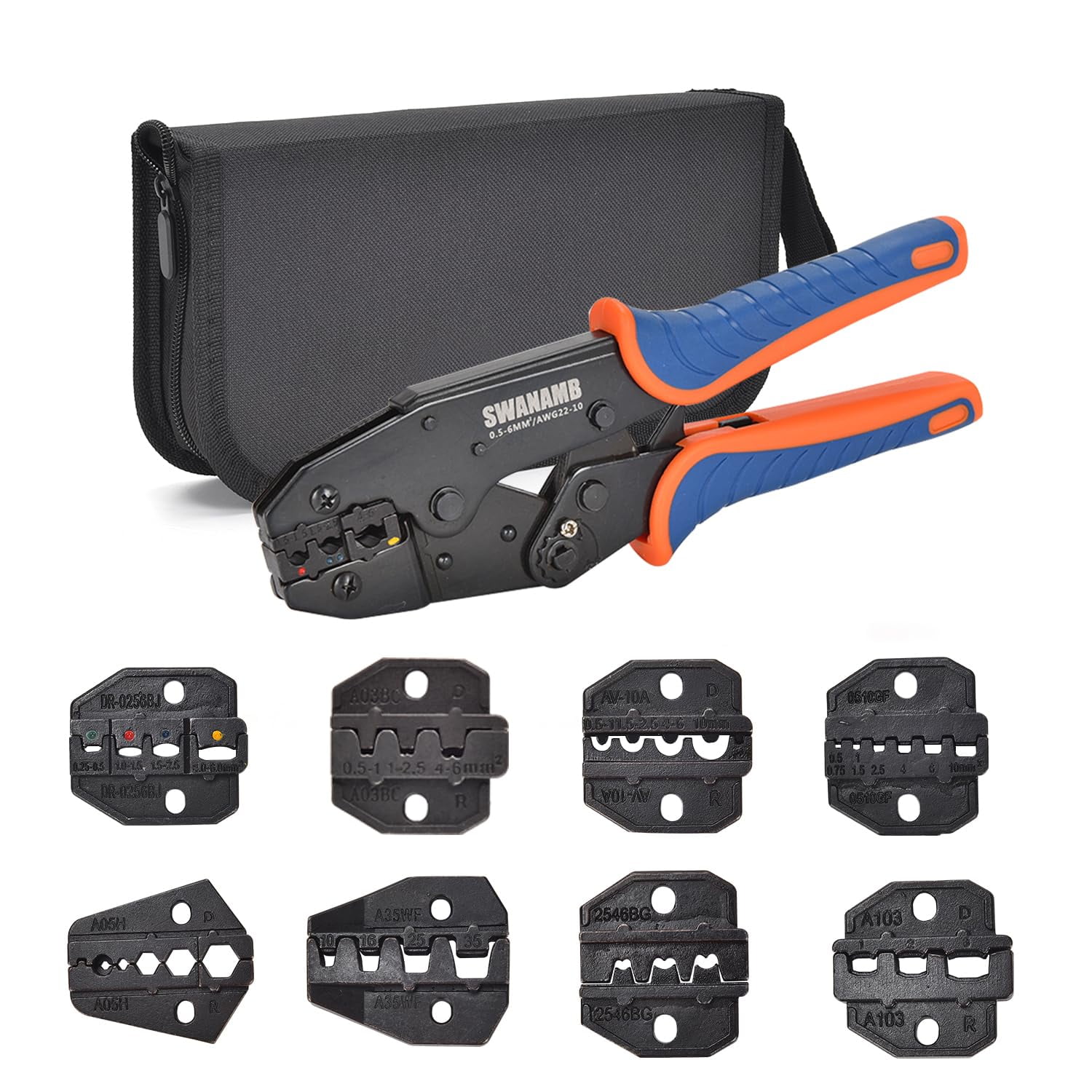 SWANAMB Wire Crimping Tool Set Ratcheting Wire Crimper Tool with 9pcs ...