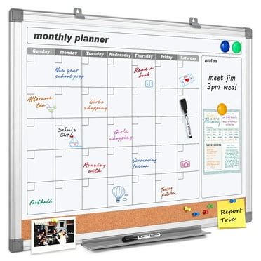 "SWANCROWN Large 36"" x 24"" Magnetic Dry Erase Calendar Whiteboard ...