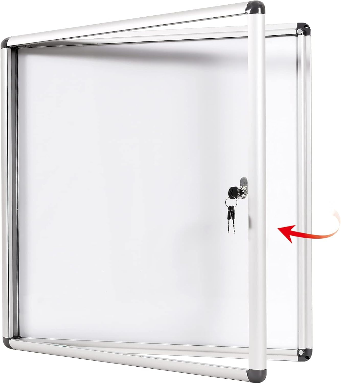 SWANCROWN Lockable Noticeboard, White Bulletin Boards, Magnetic Wall ...