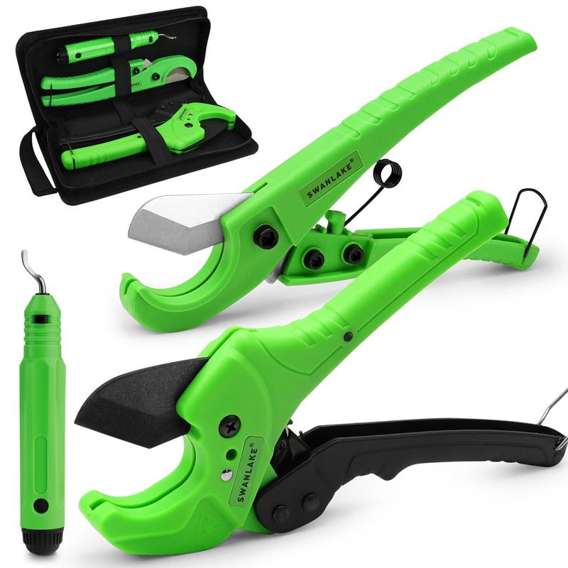 SWANLAKE Ratcheting PVC Pipe Cutter – Cuts 1-5/8" & 1-3/8" PEX, PVC ...