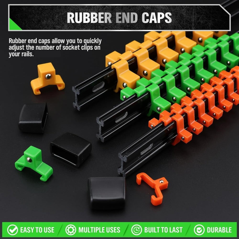 SWANLAKE Socket Organizer Set 18-Piece, 1/4-Inch x 96 Clips, 3/8-Inch x ...