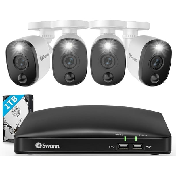 SWANN Home Outdoor 1080P Video 8 Channel DVR Security System, 1TB HDD ...