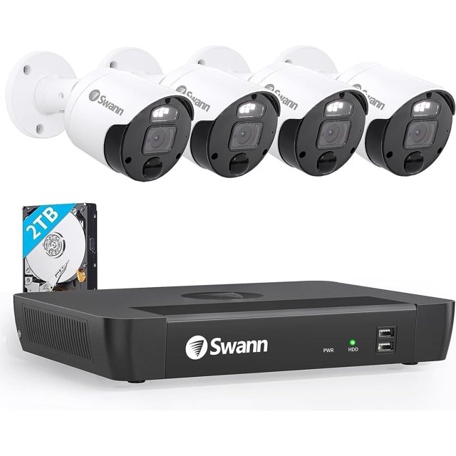 SWANN Master 4K 8 Channel Home Security Camera System, 2TB NVR, 4 PoE ...