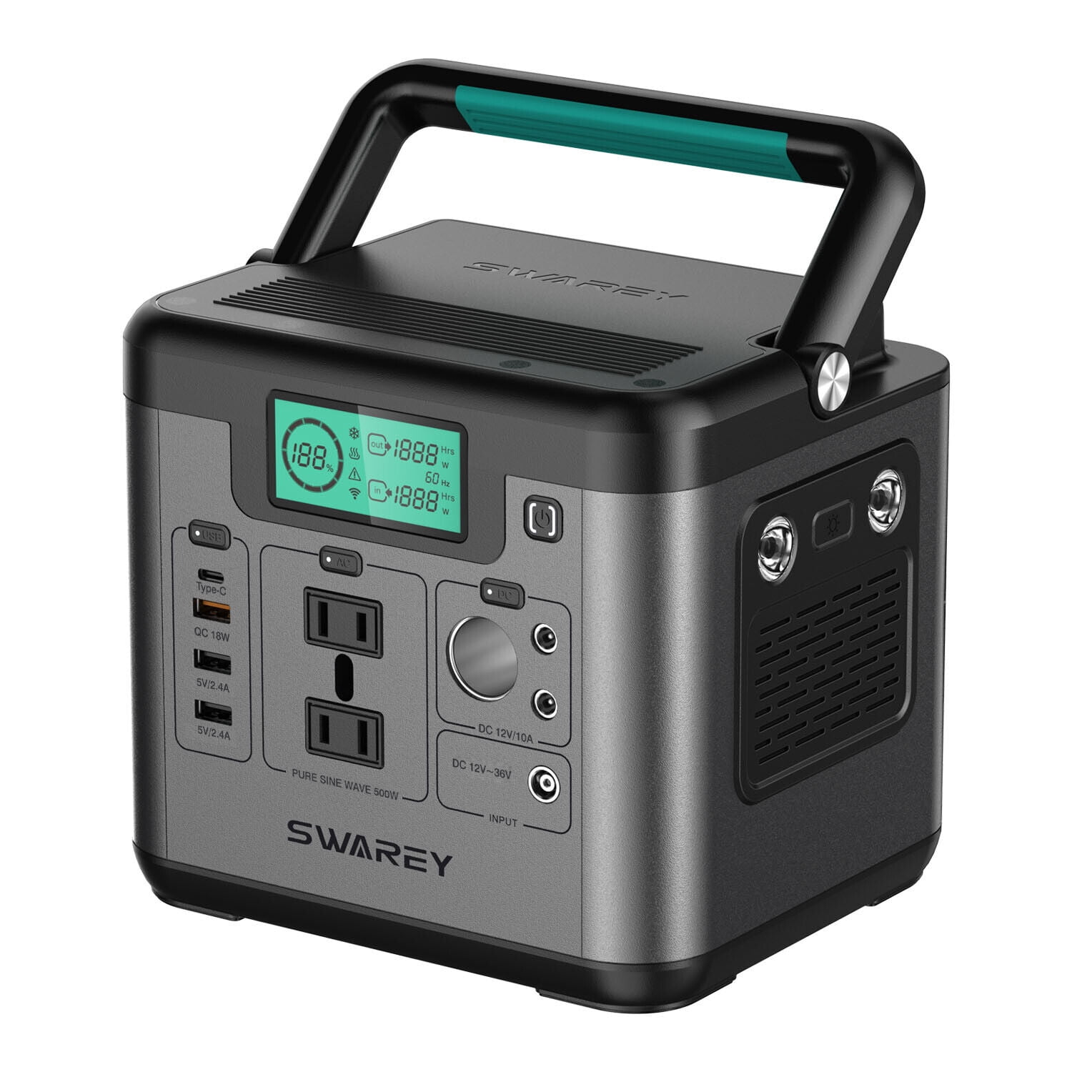 SWAREY Portable Solar Power Station S500, 518Wh Electric Backup ...