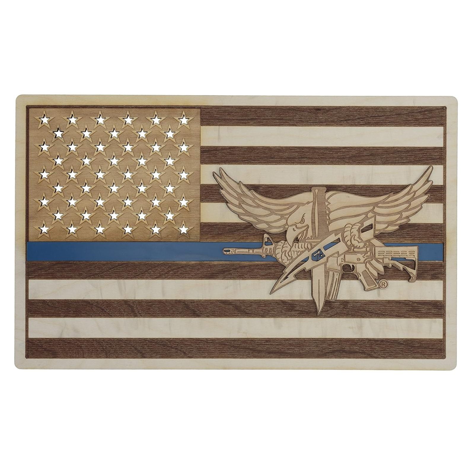 SWAT Operator Blue Line Flag Wood Sign - Walmart.com