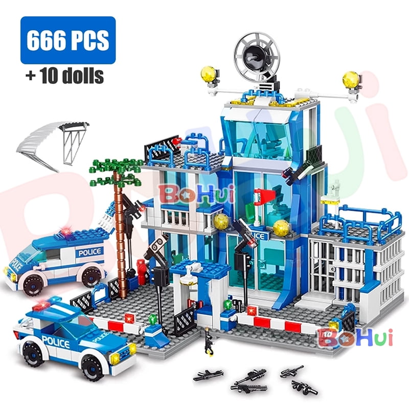 SWAT Police Station Military City Model Set Prison Car Policeman Boat ...