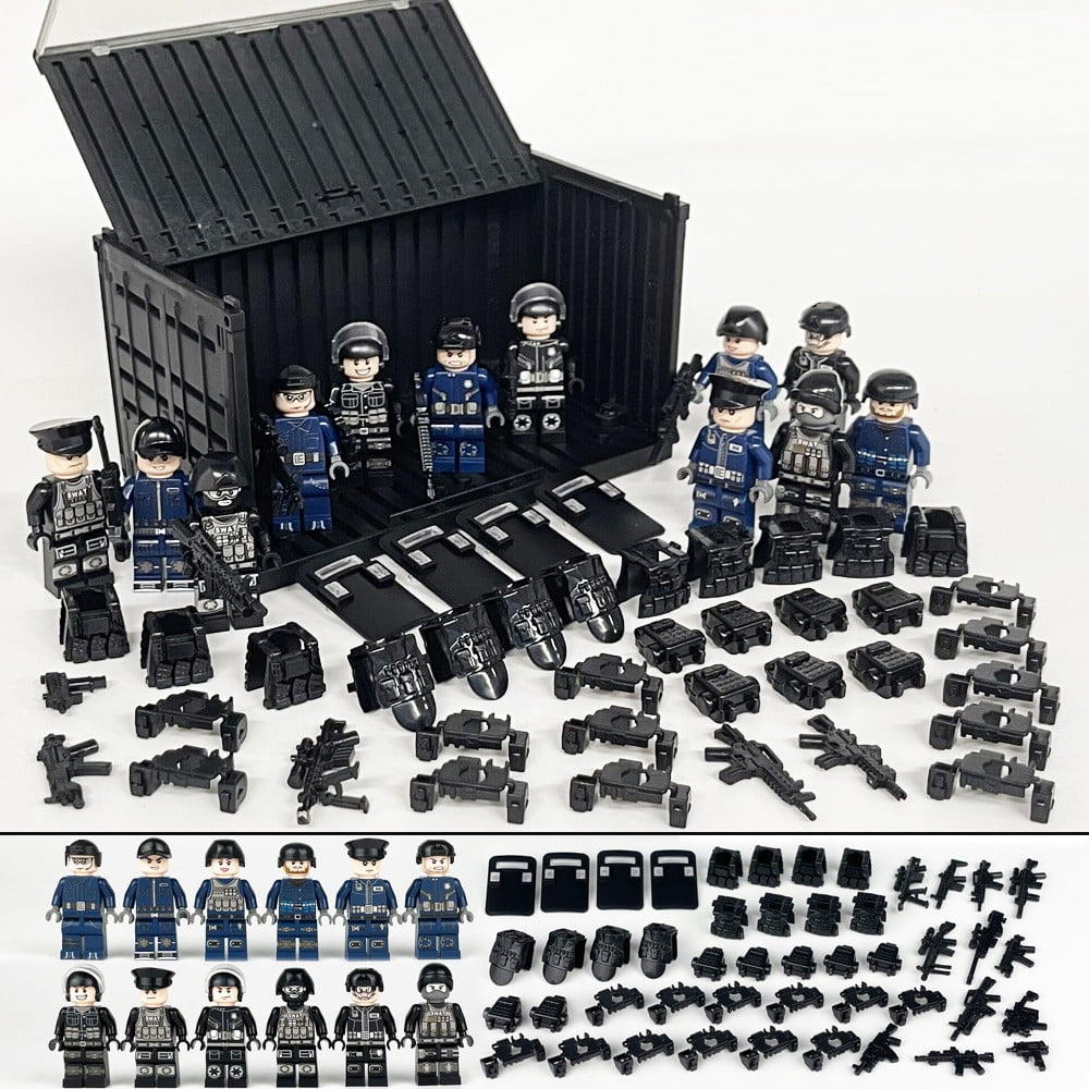 SWAT Team Special Forces 12 Custom Minifigures + Container Box Display ...